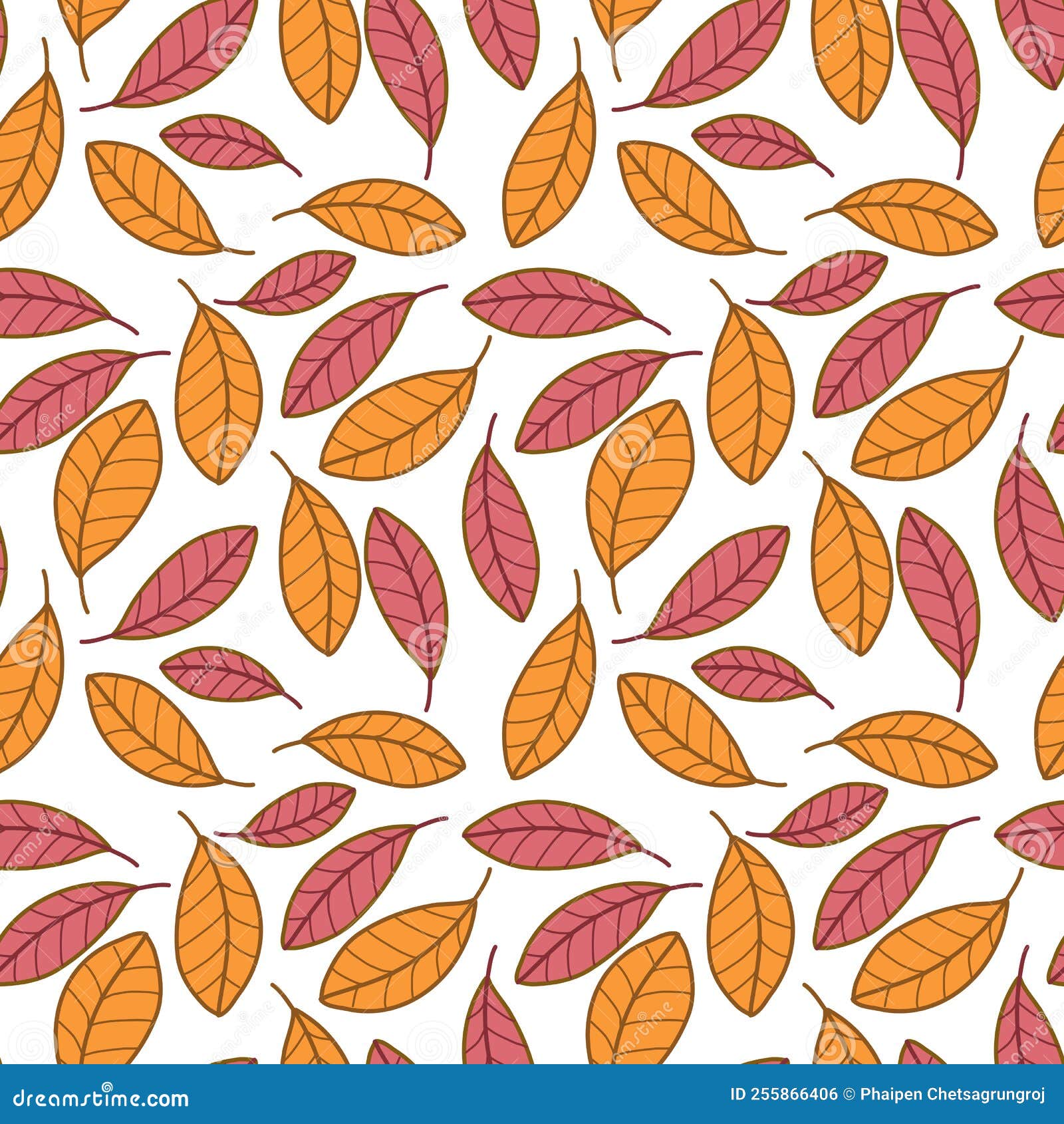 Vector Seamless Spring Leaf Pattern with Small Leaf on a White ...