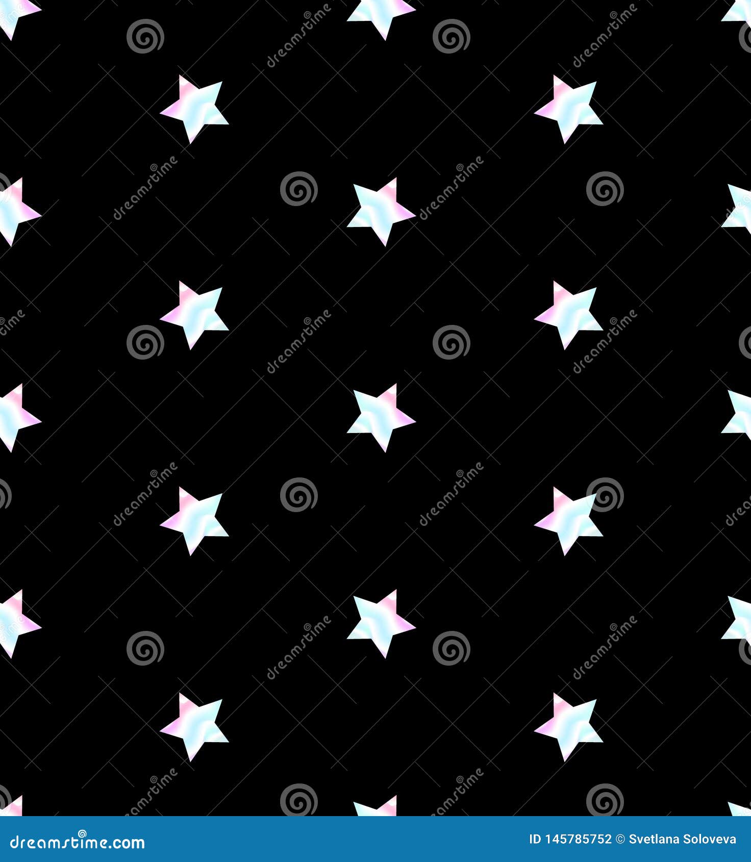 Vector Seamless Star Pastel Holographic Pattern on Black Background ...