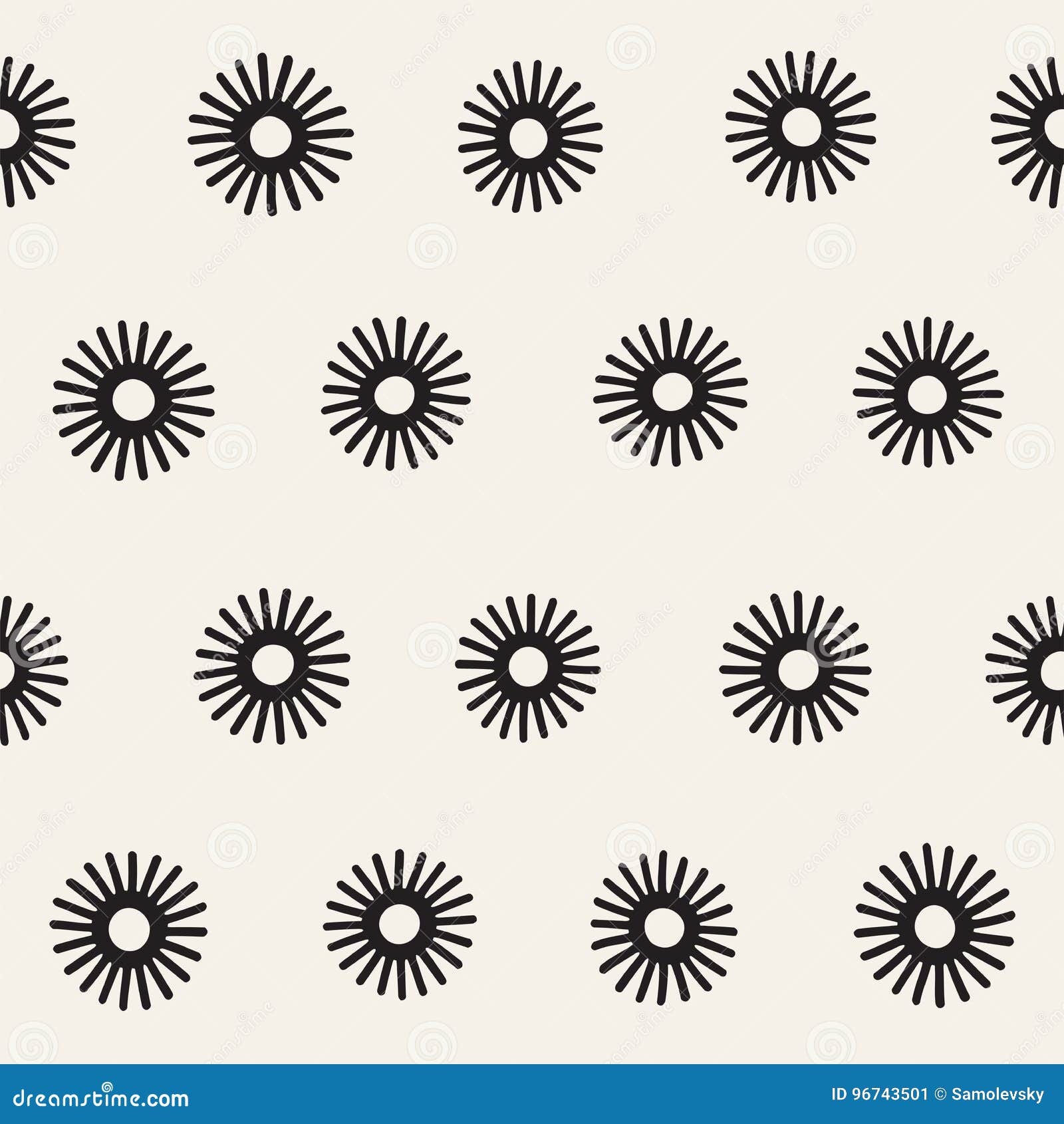 Vector Seamless Sunburst Shapes Freehand Pattern. Stock Vector ...