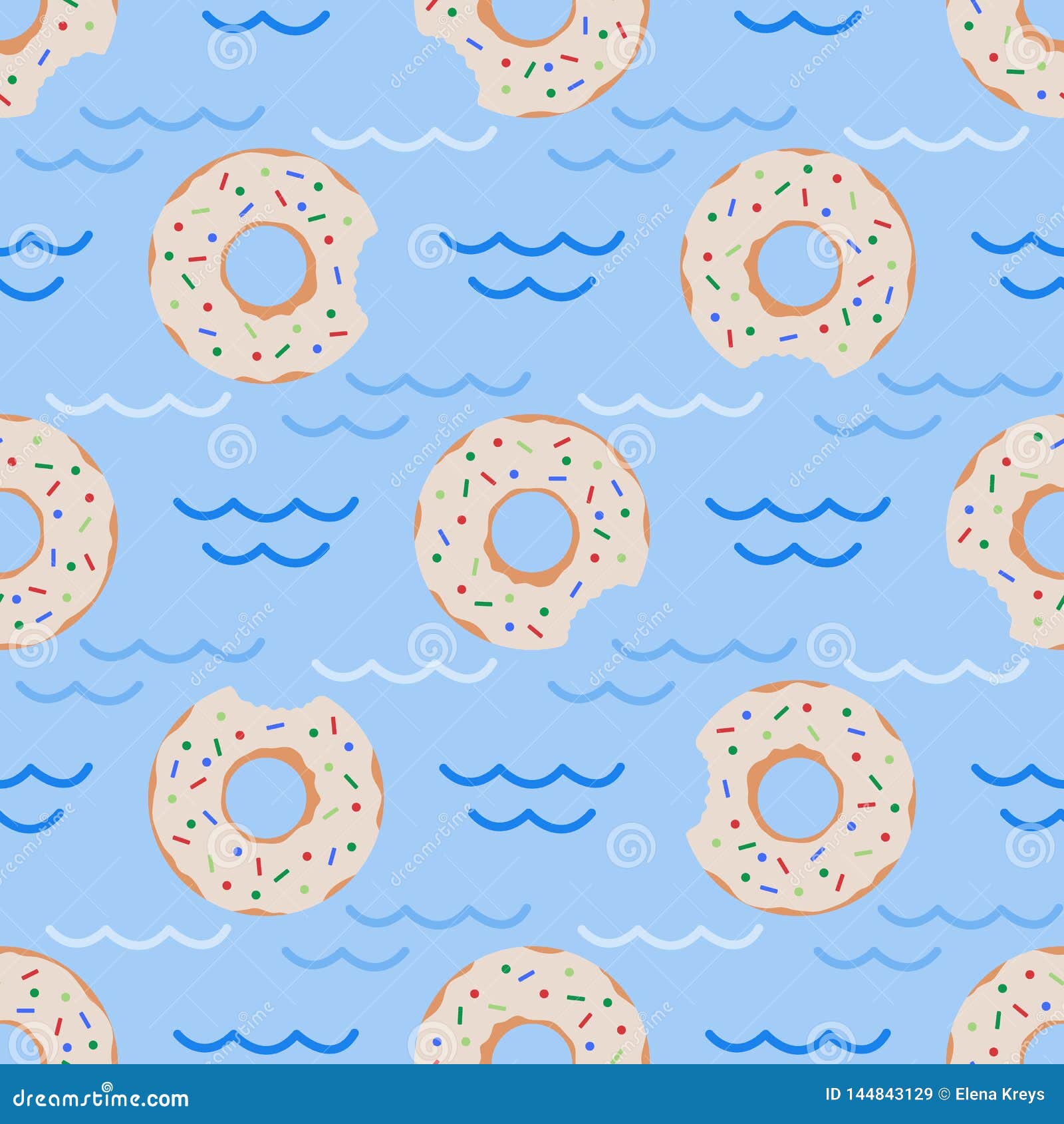 Vector Seamless Swimming Pool Float Rings Pattern Stock Vector ...