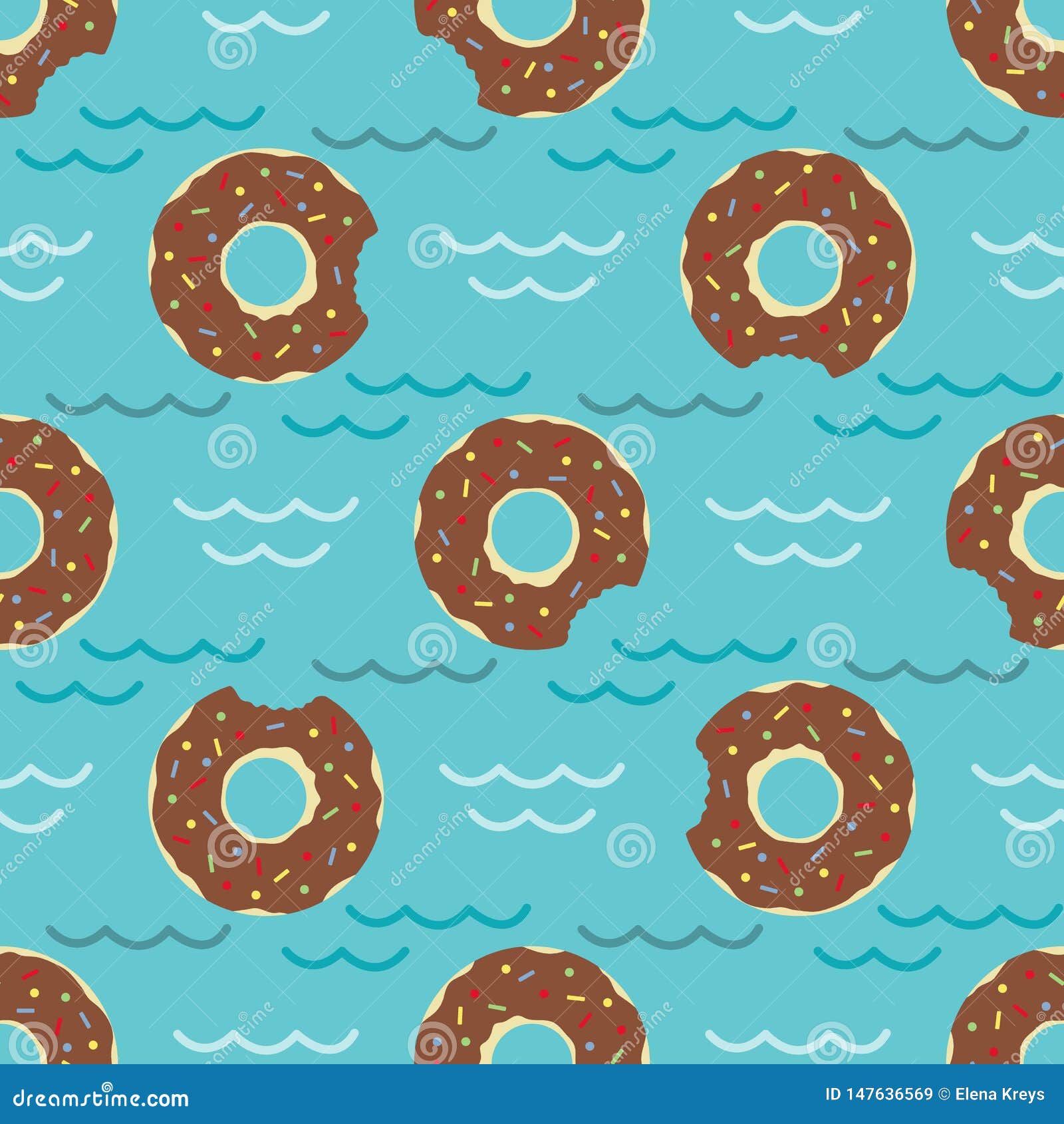Vector Seamless Swimming Pool Float Rings Pattern Stock Vector ...