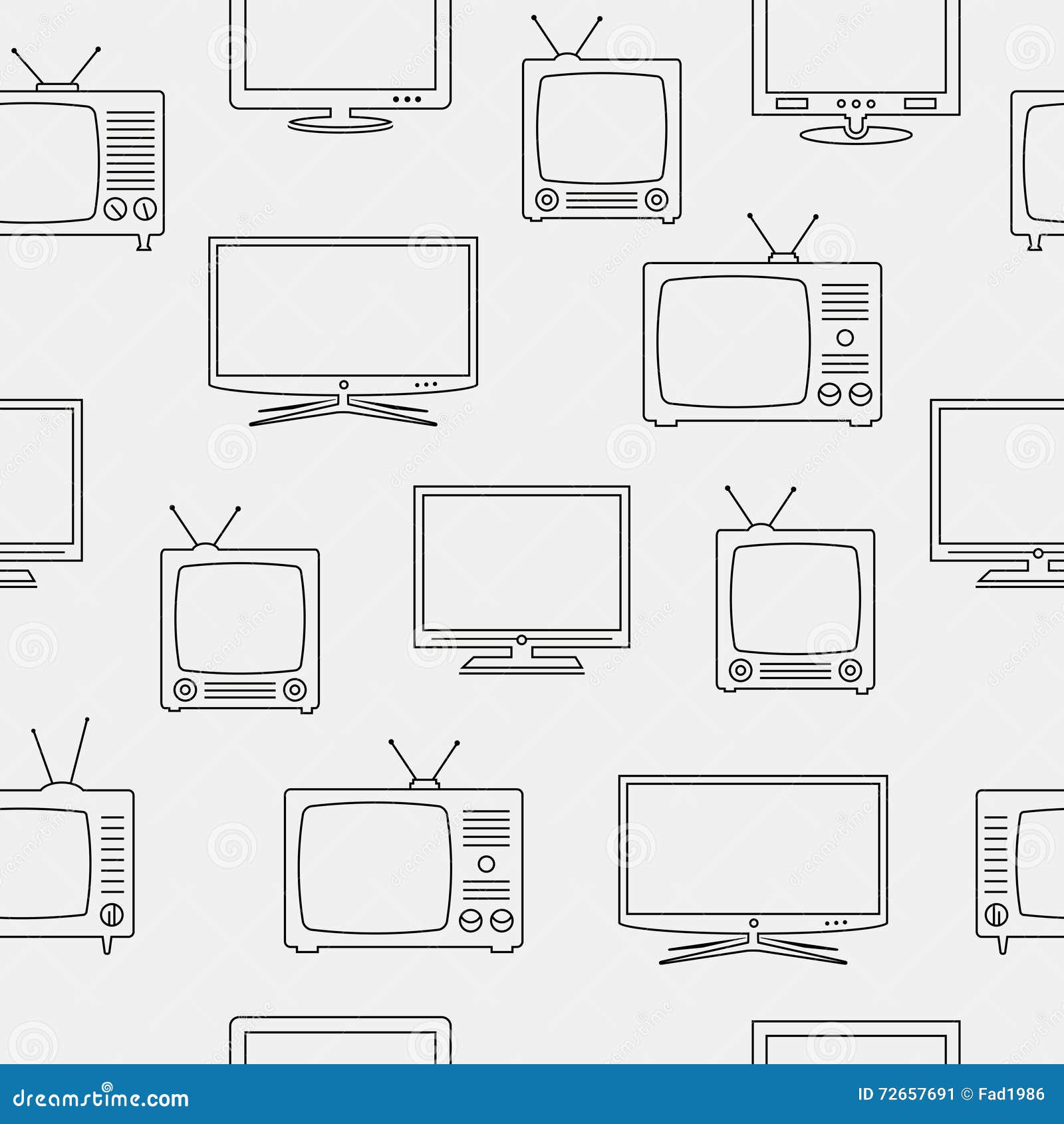 Vector Seamless Television Pattern Stock Vector - Illustration of ...