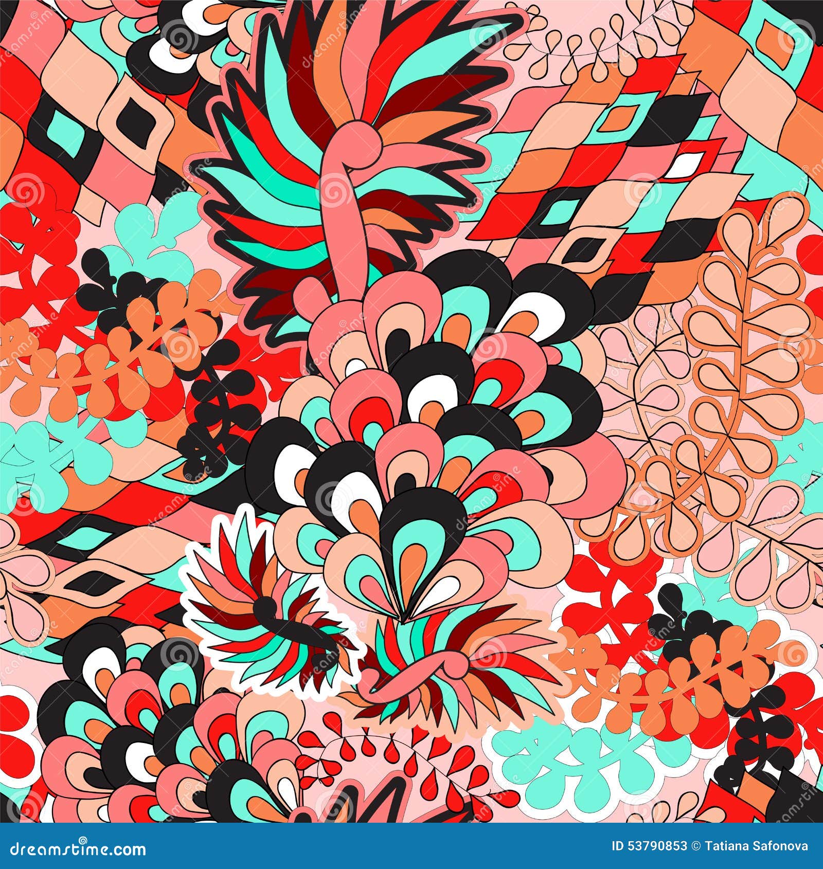 Vector Seamless Texture with Abstract Flower. Ethnic Seamless Pa Stock ...