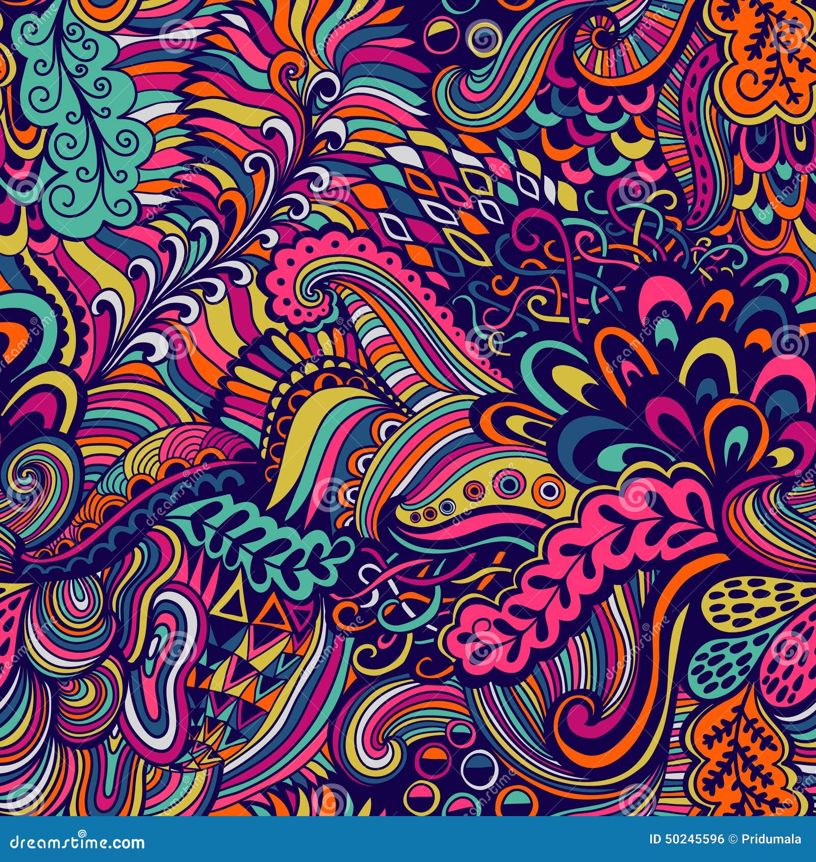 Vector Seamless Texture with Abstract Flowers. Endless Background ...