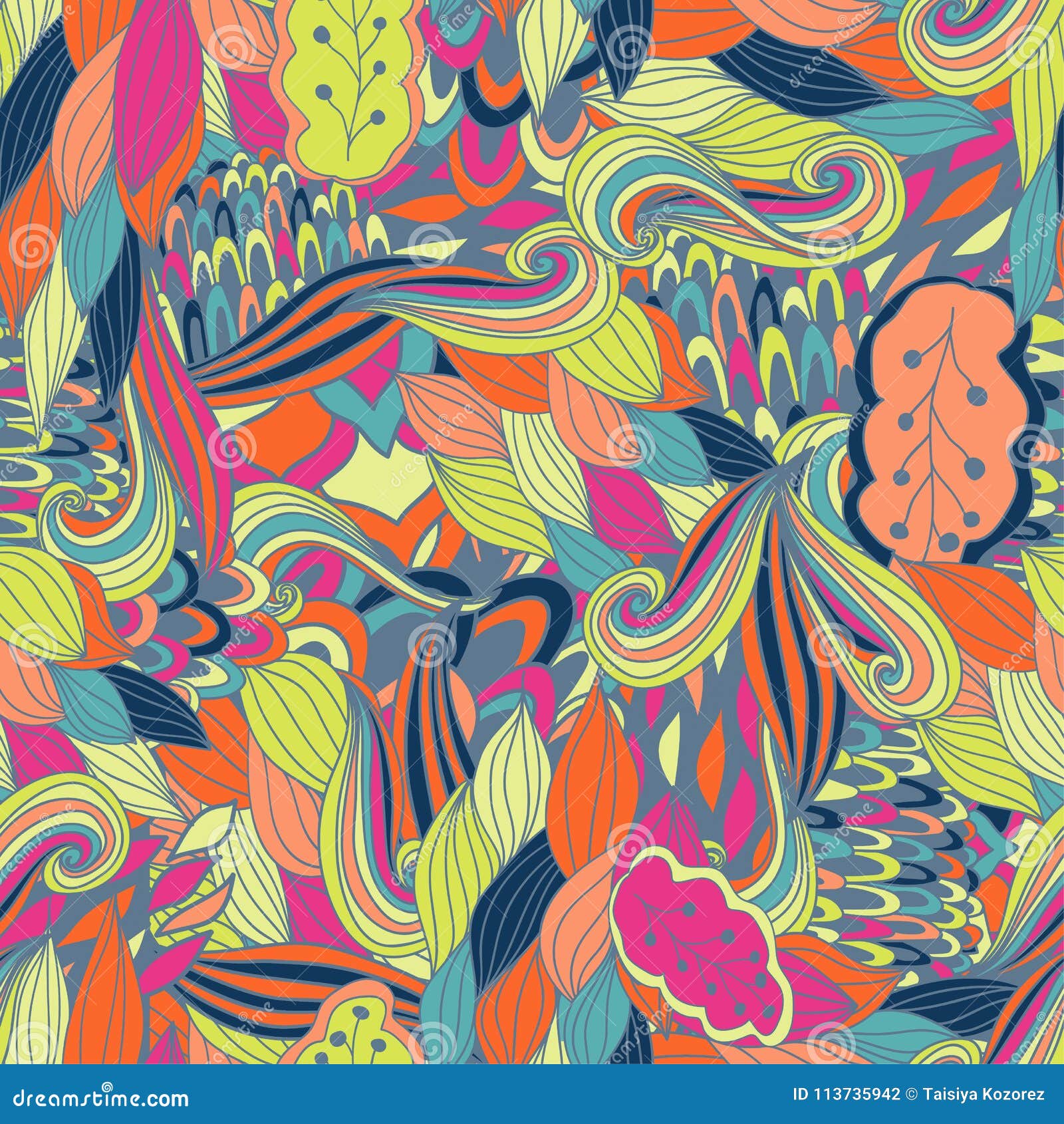 Vector Seamless Texture with Abstract Flowers. Endless Background ...