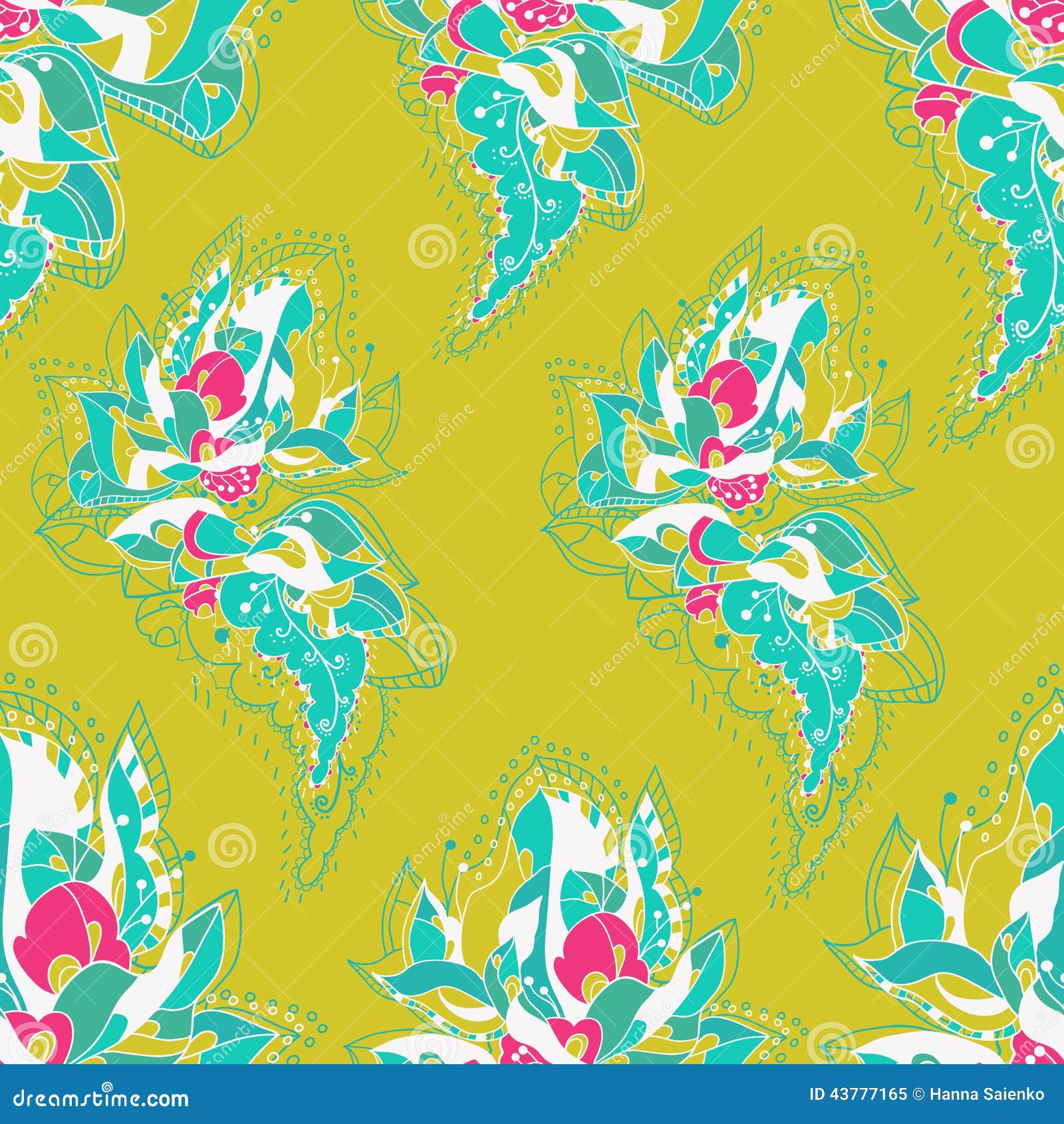 Vector Seamless Texture with Abstract Leaves. Endless Yellow Background ...