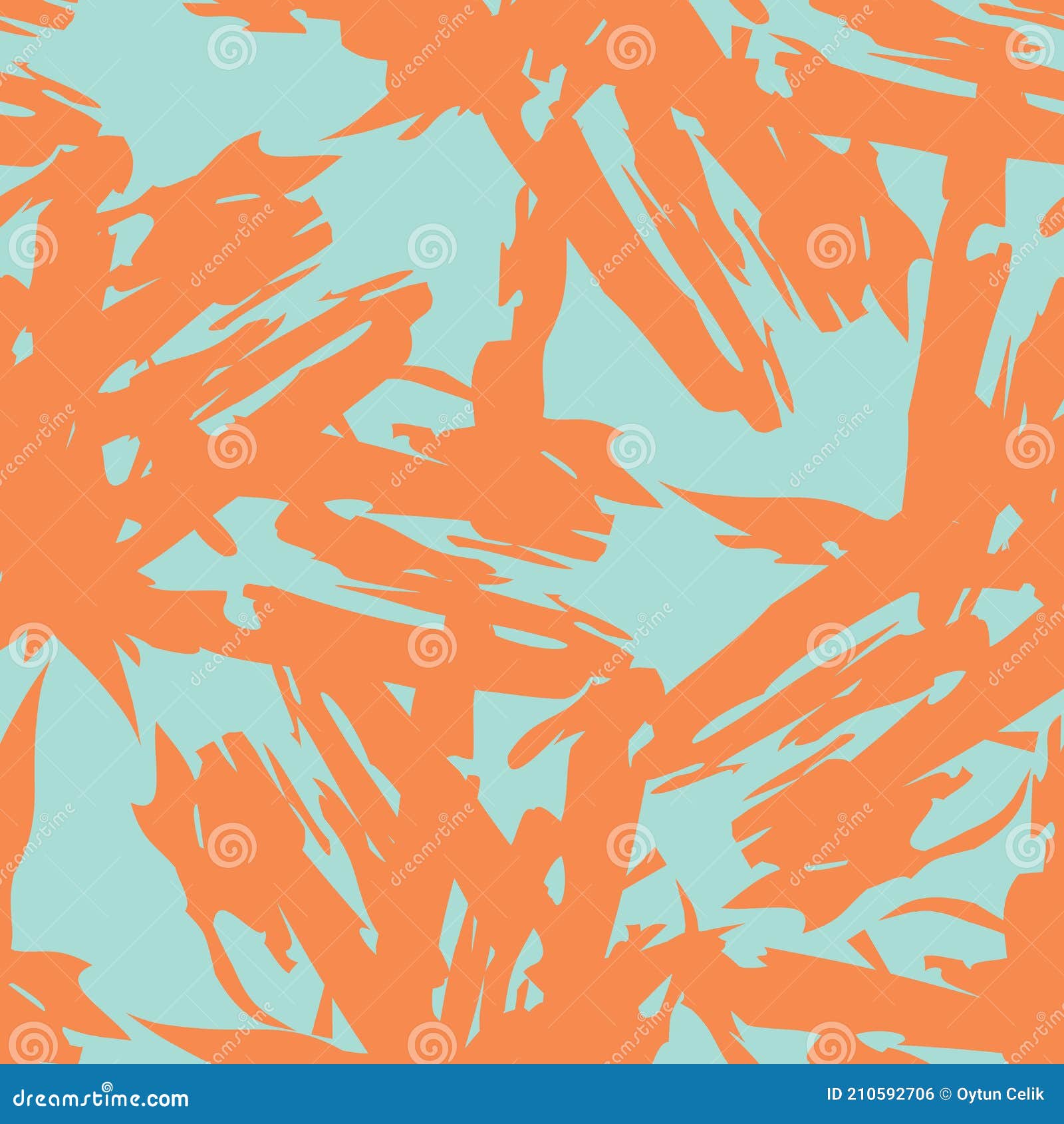 Vector Seamless Texture Background Pattern. Hand Drawn, Blue, Orange ...