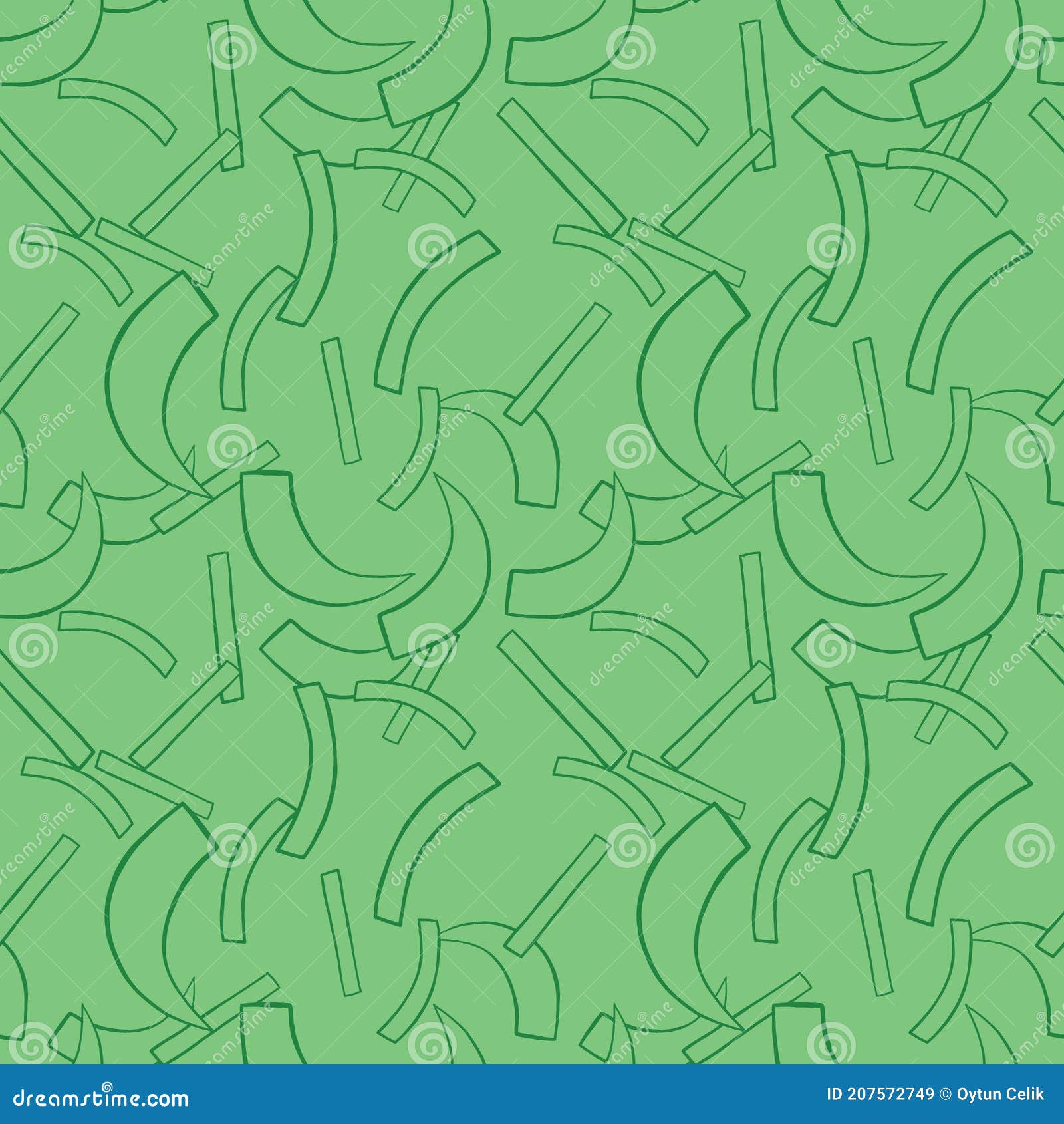 Vector Seamless Texture Background Pattern. Hand Drawn Green Colors ...