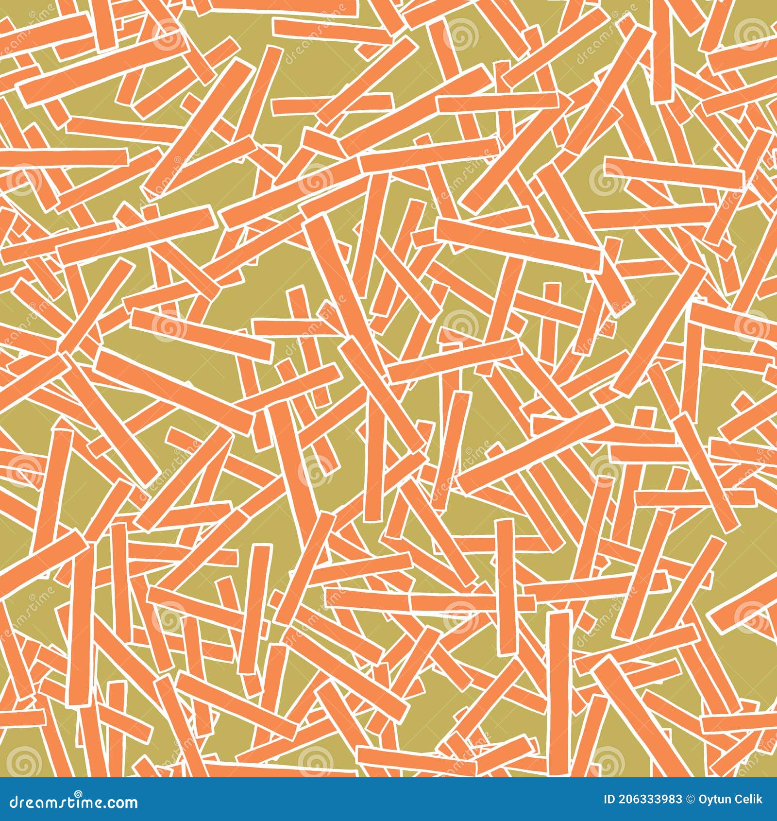 Vector Seamless Texture Background Pattern. Hand Drawn, Orange, Gold ...