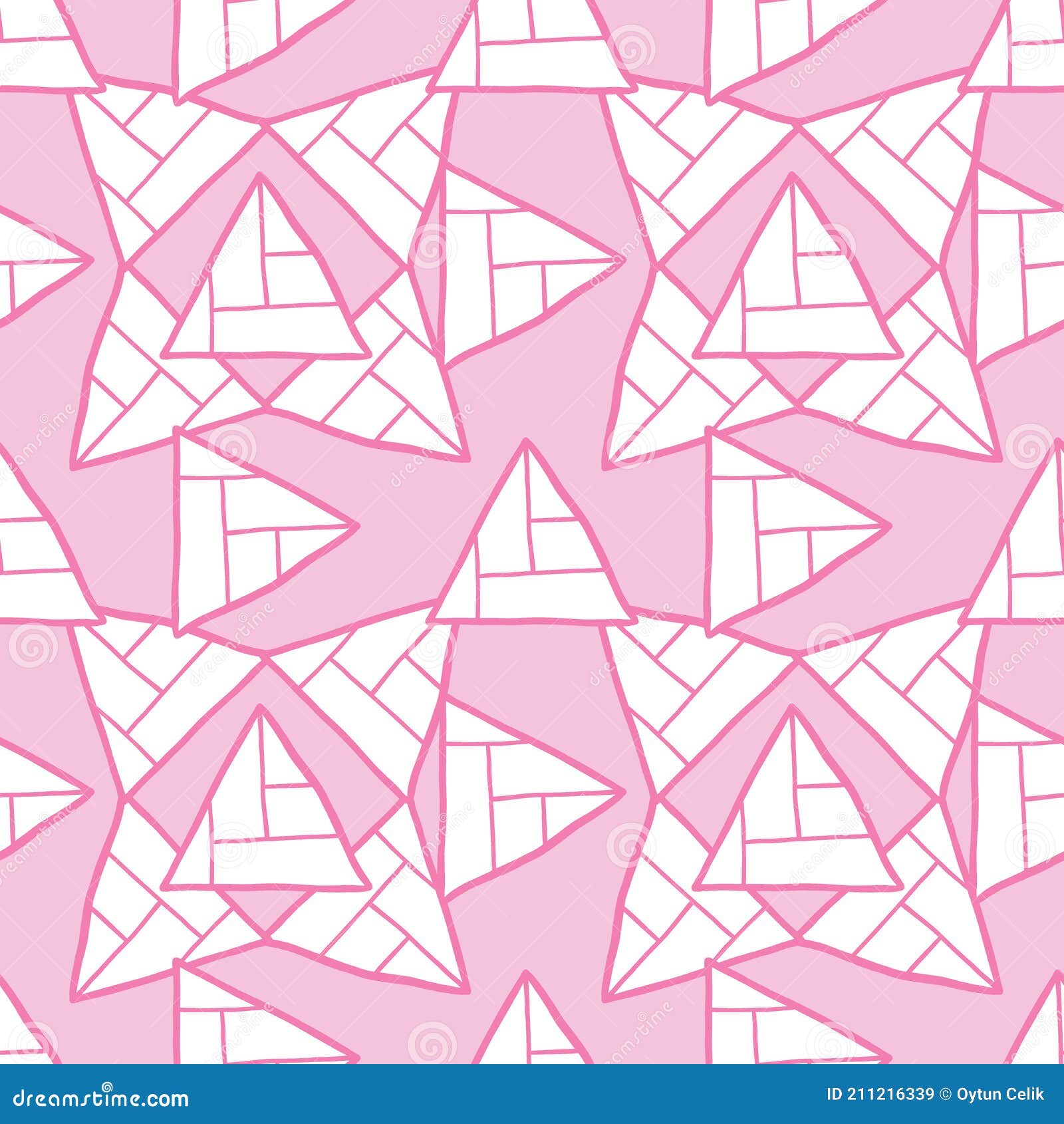 Vector Seamless Texture Background Pattern. Hand Drawn, Pink, White ...