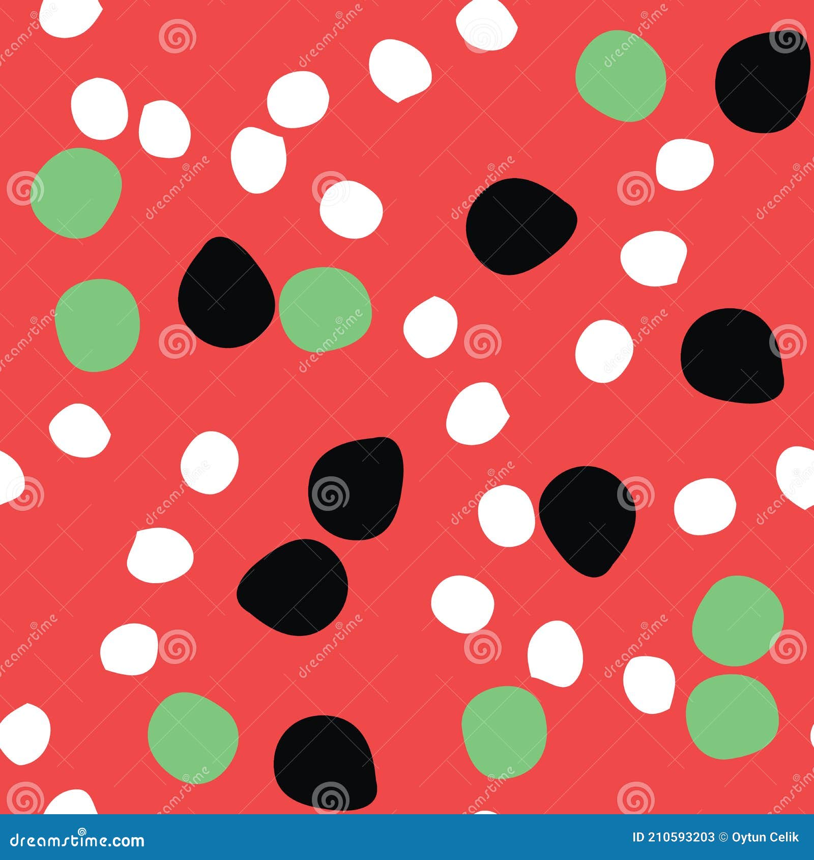 Vector Seamless Texture Background Pattern. Hand Drawn, Red, Green ...