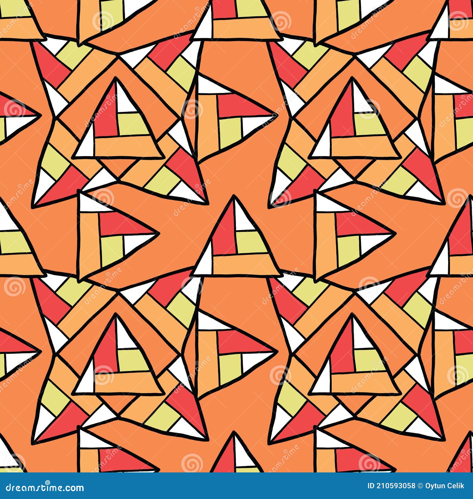 Vector Seamless Texture Background Pattern. Hand Drawn, Red, Orange ...