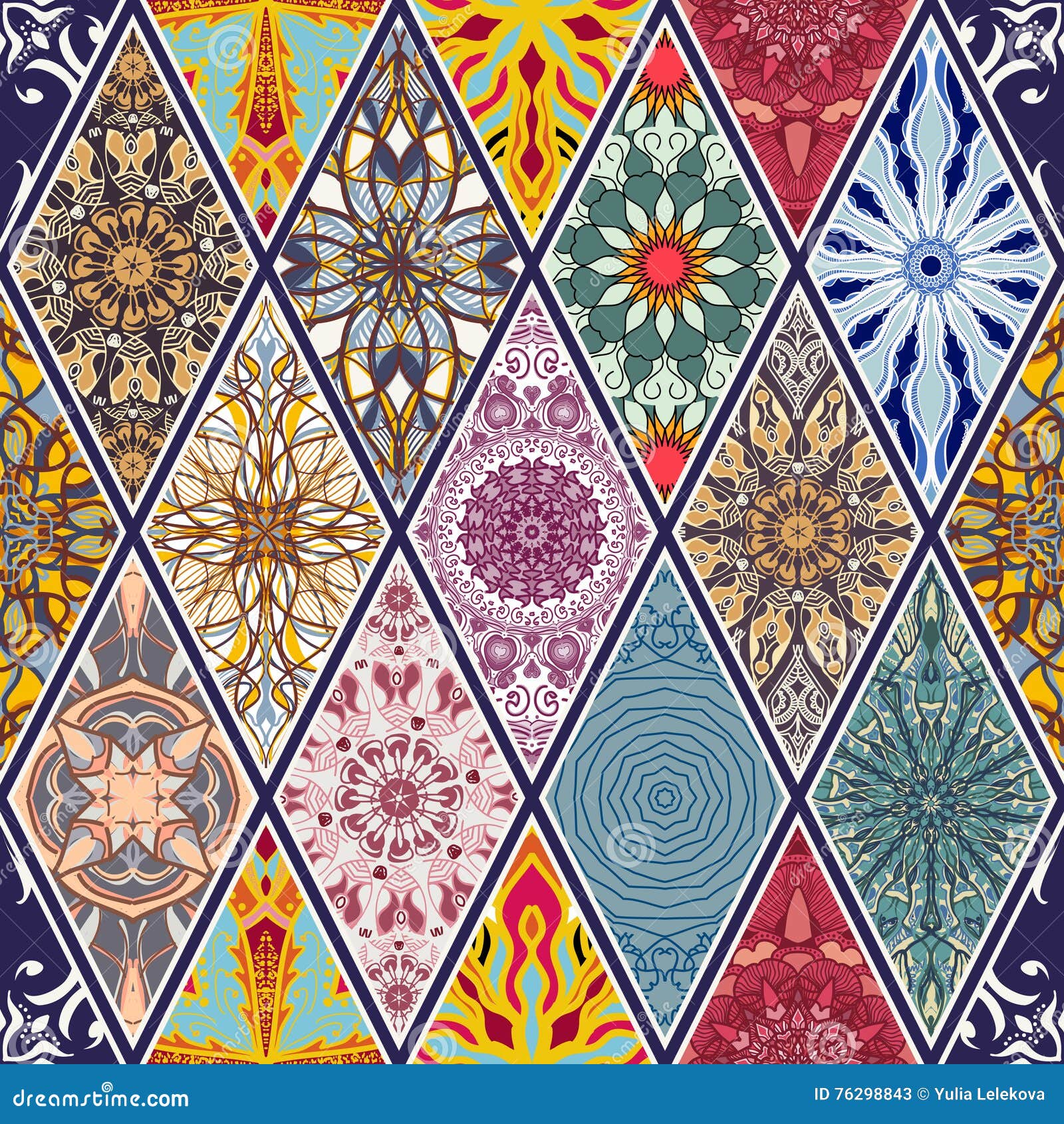 Patchwork Mosaic With African Ethnic Motifs Vector Illustration ...