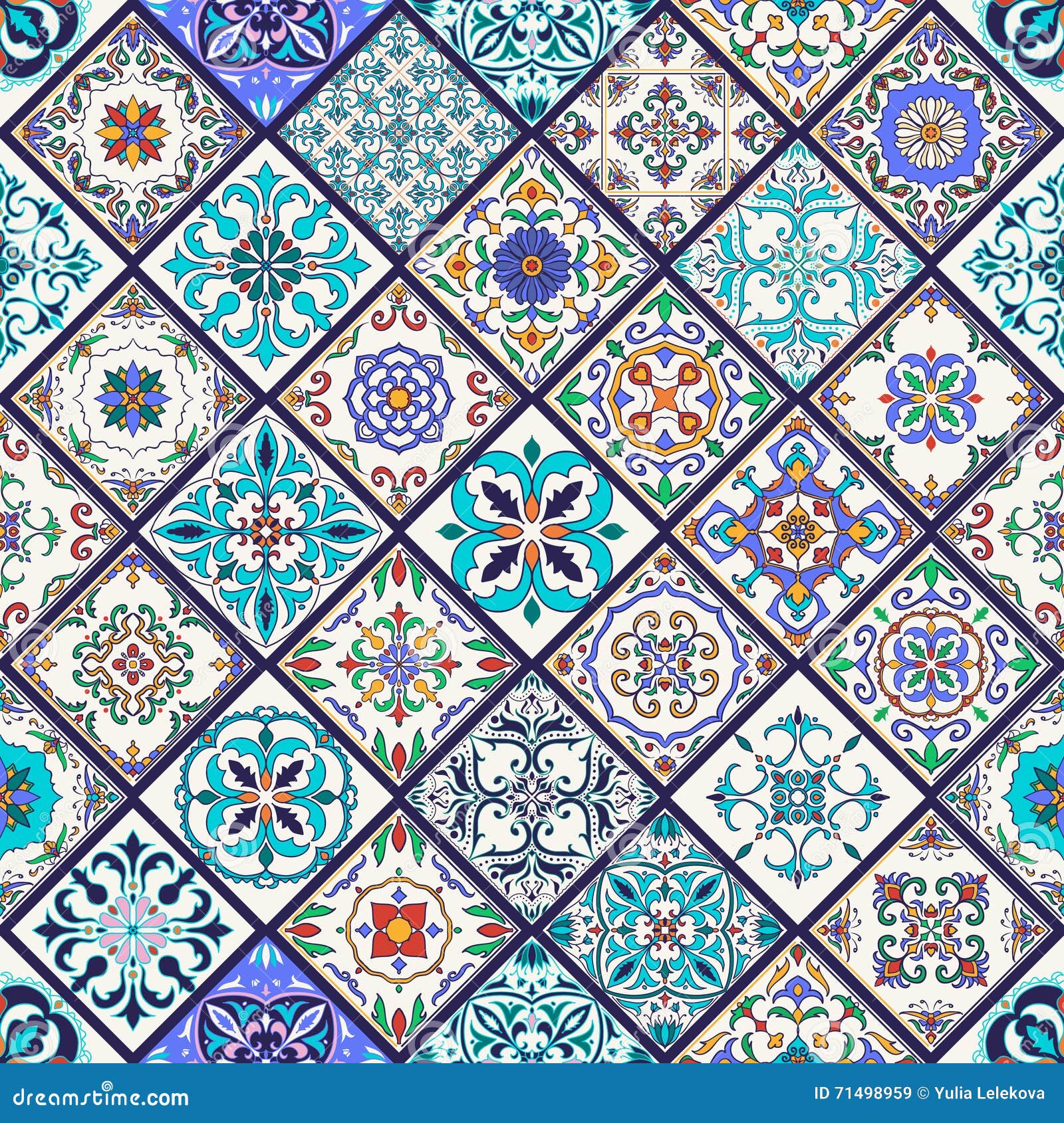 Vector Seamless Texture Beautiful Mega Patchwork Pattern For Design