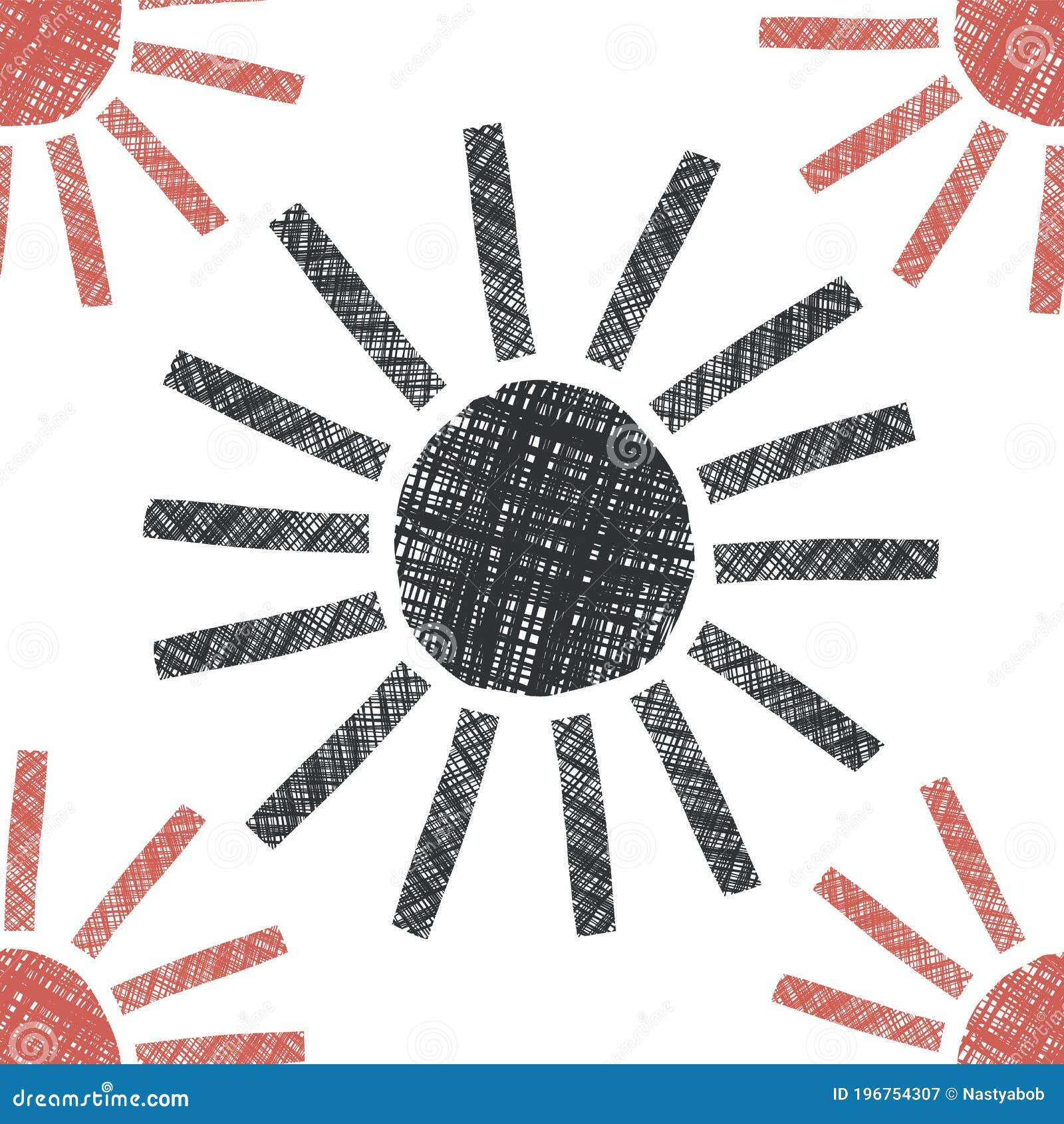 Vector Seamless Texture with Black and Red Suns. Stock Vector ...