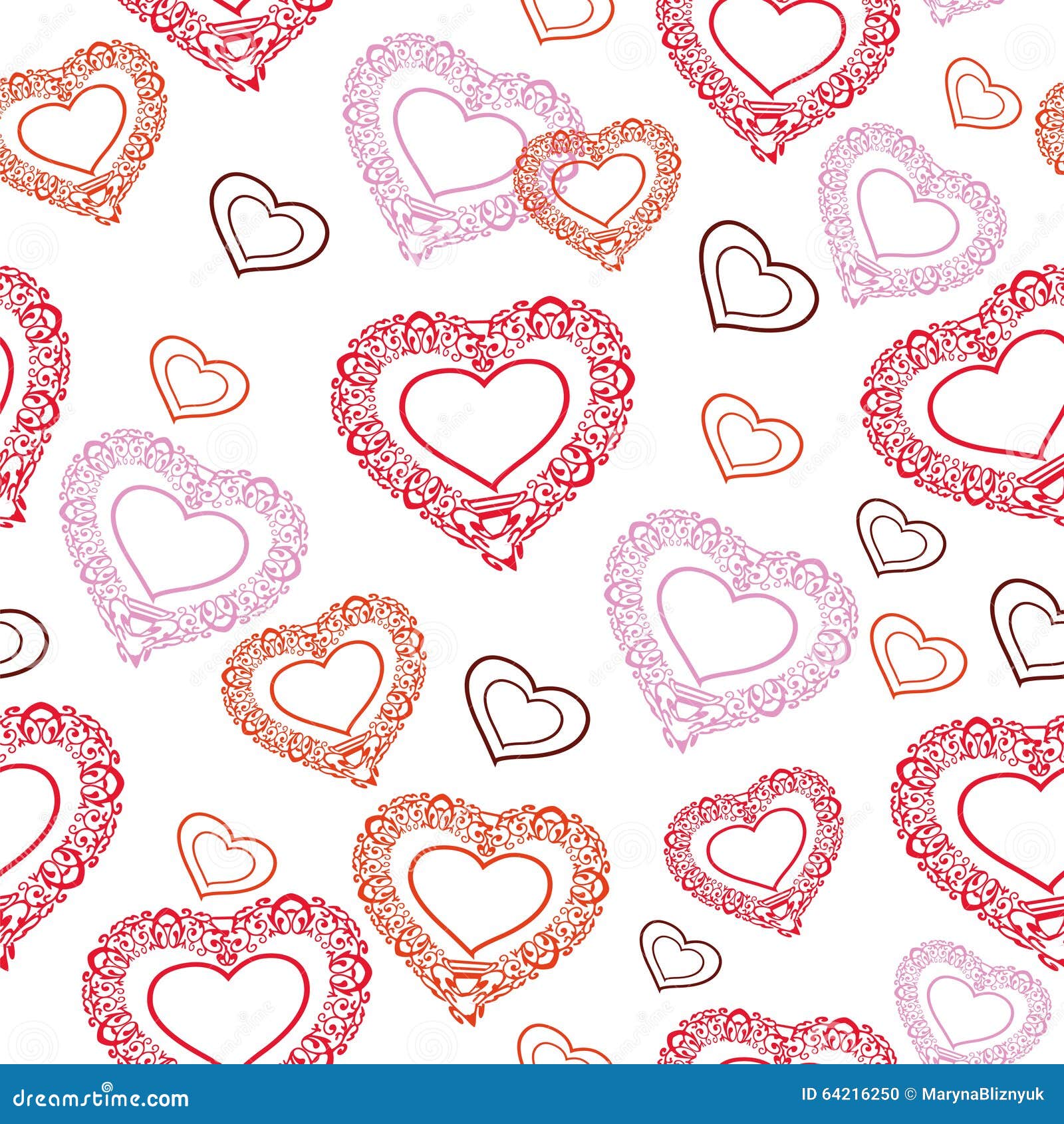 Vector Seamless Texture with Decorative Colorful Hearts Stock Vector ...
