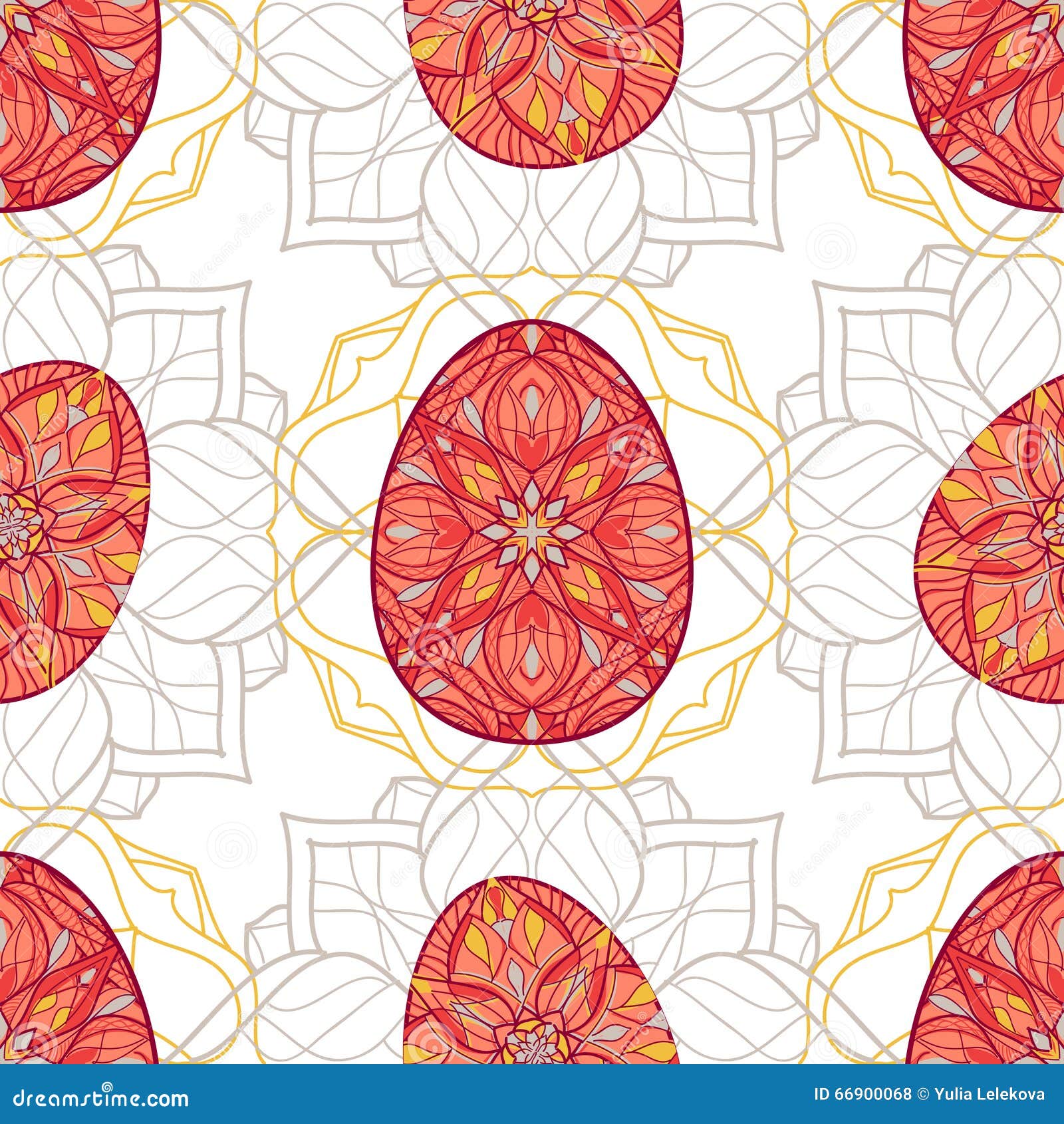 Vector Seamless Texture. Easter Eggs with Floral Ornaments Stock Vector ...