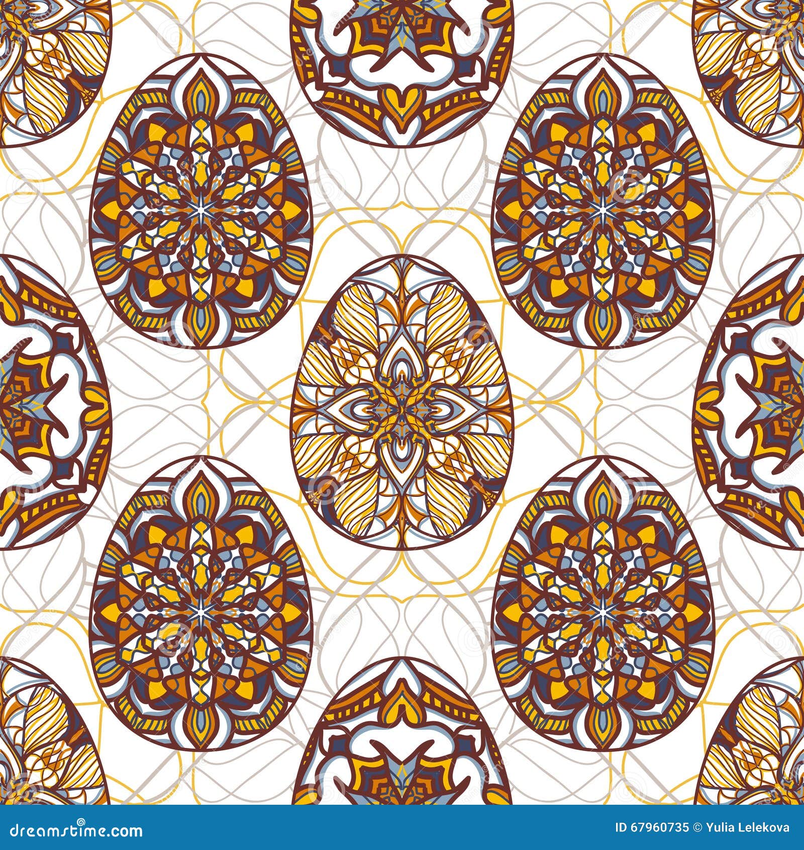 Vector Seamless Texture. Easter Eggs with Oriental Ornaments Stock ...