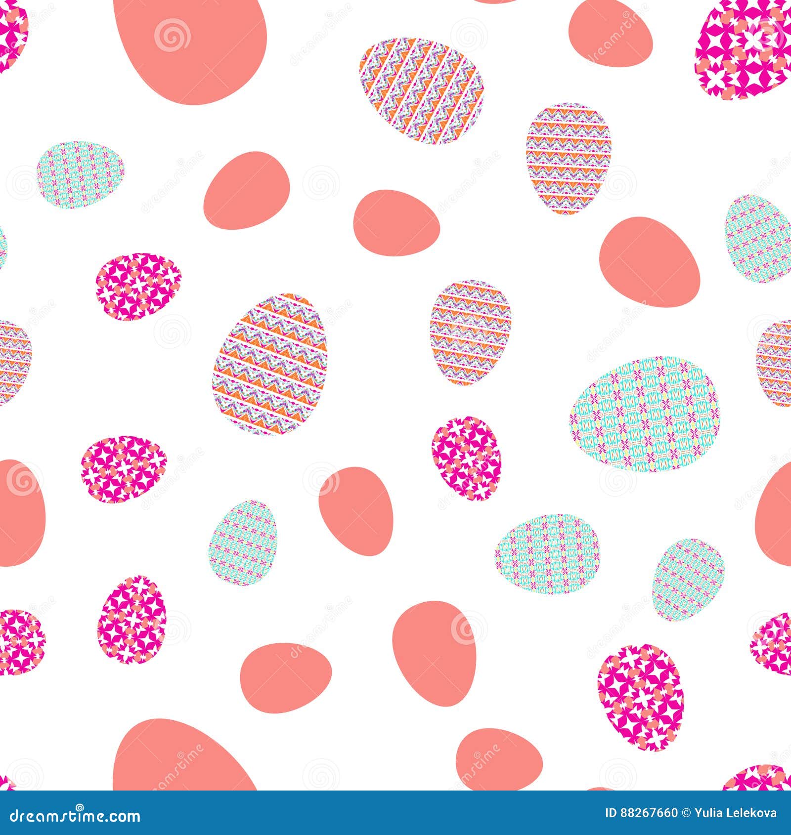 Vector Seamless Texture. Easter Eggs with Oriental Spring Geometric and Floral Ornaments Stock ...