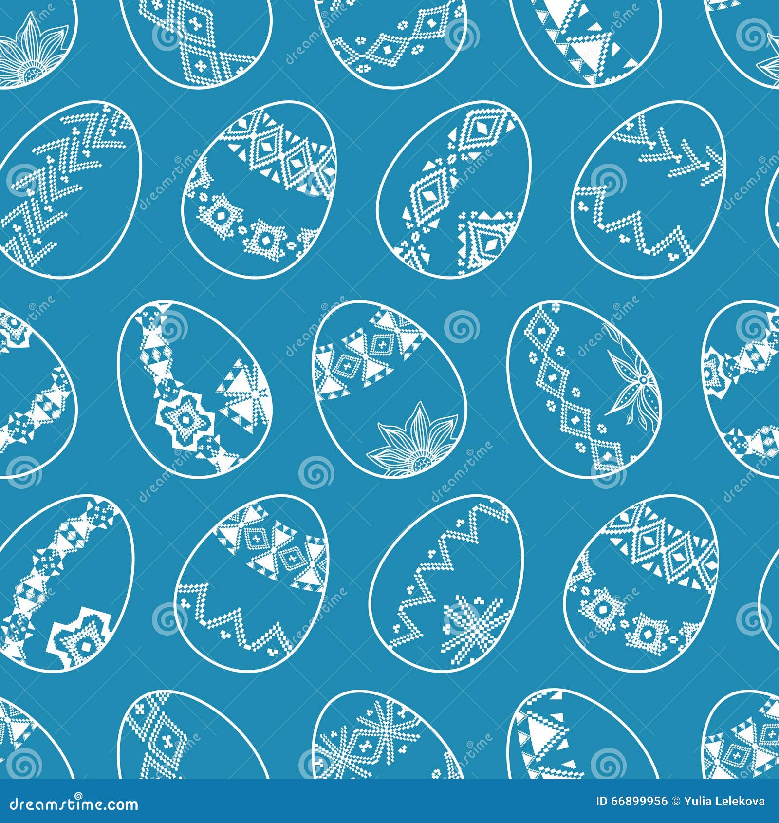Vector Seamless Texture. Easter Eggs With Tribal Borders And Flowers On ...