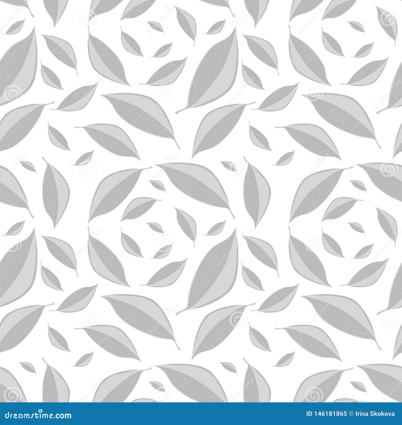 Vector White Seamless Texture with Grey Leaves Stock Illustration ...