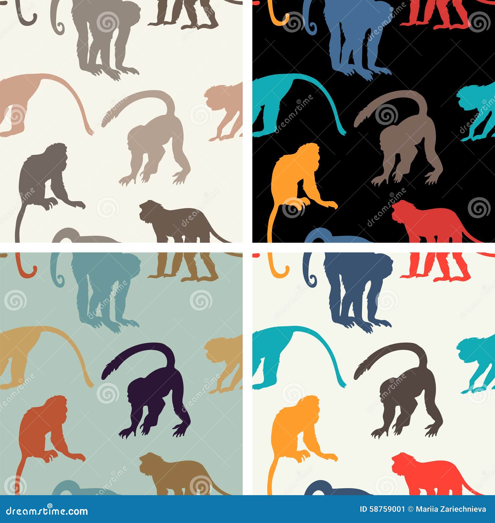 Vector Seamless Texture with Monkeys Stock Vector - Illustration of ...