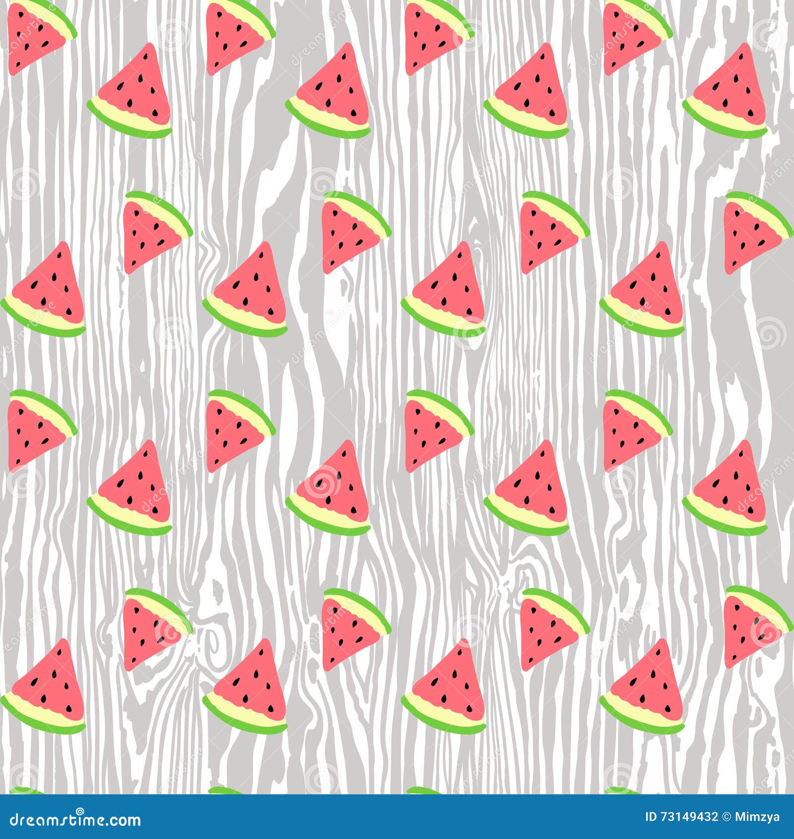 Vector Seamless Texture Painted Handmade Watermelon and Wood Stock ...