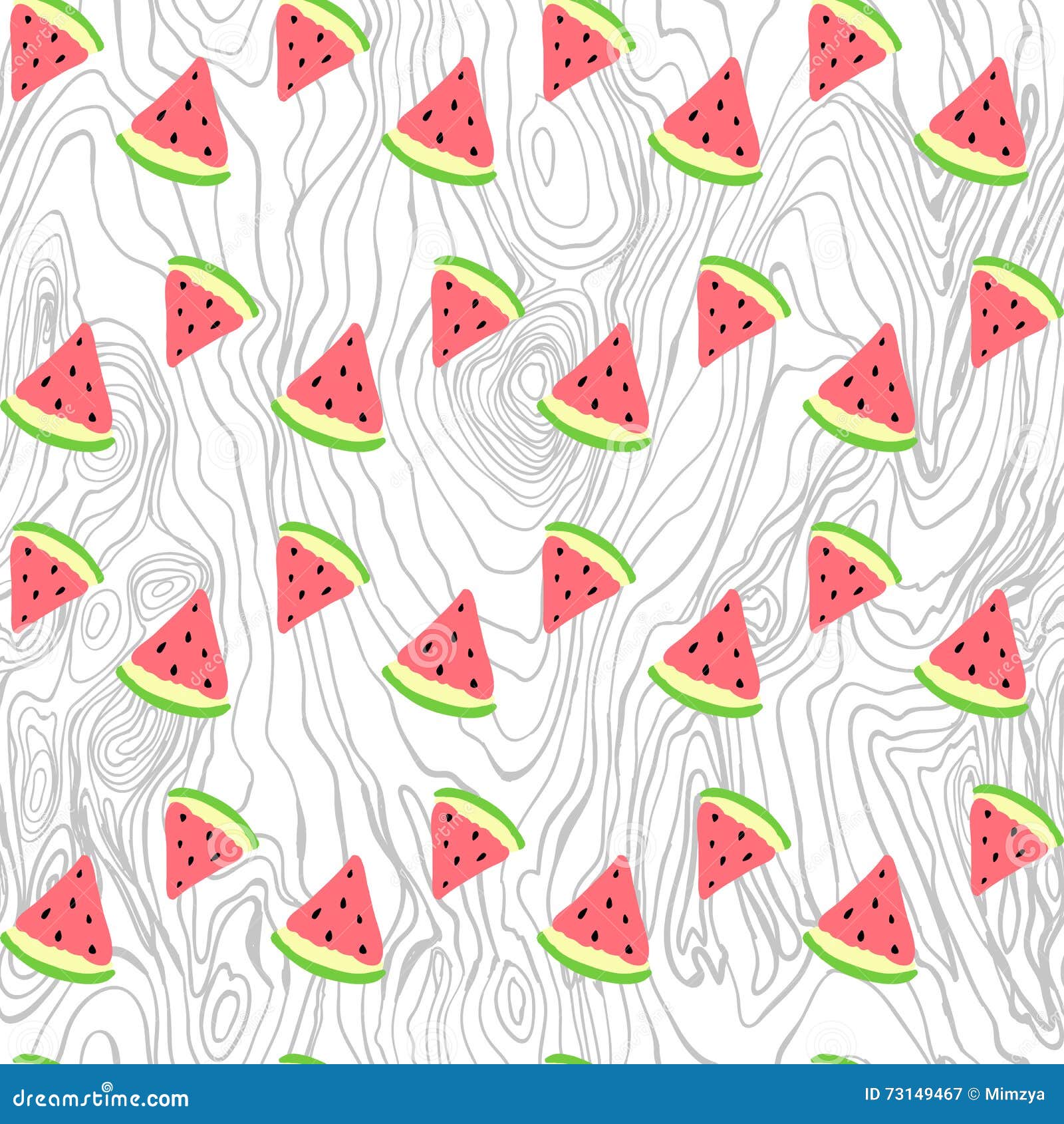 Vector Seamless Texture Painted Handmade Watermelon and Wood Stock ...