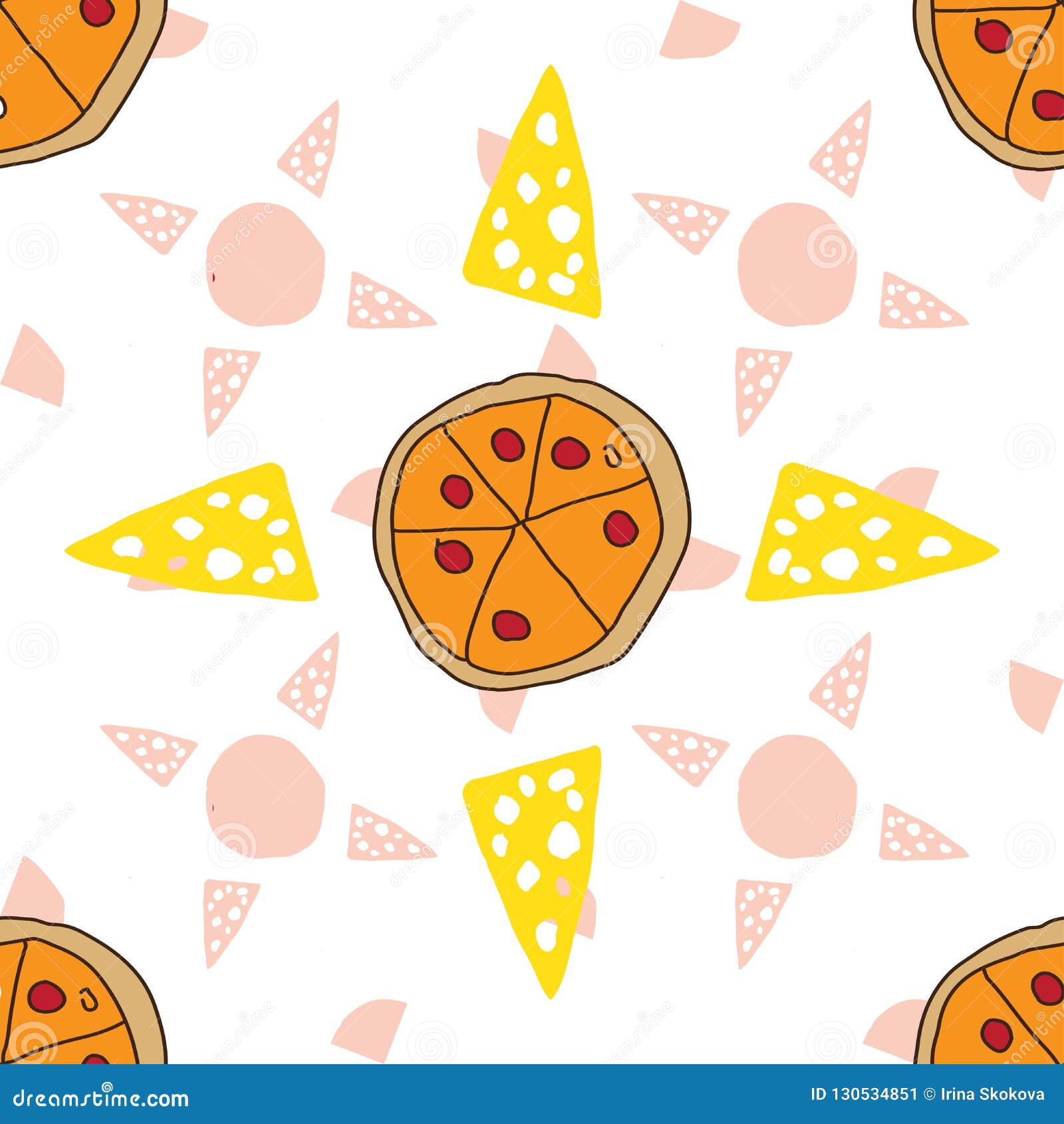 Vector Seamless Texture with Pizza and Cheese Stock Vector ...