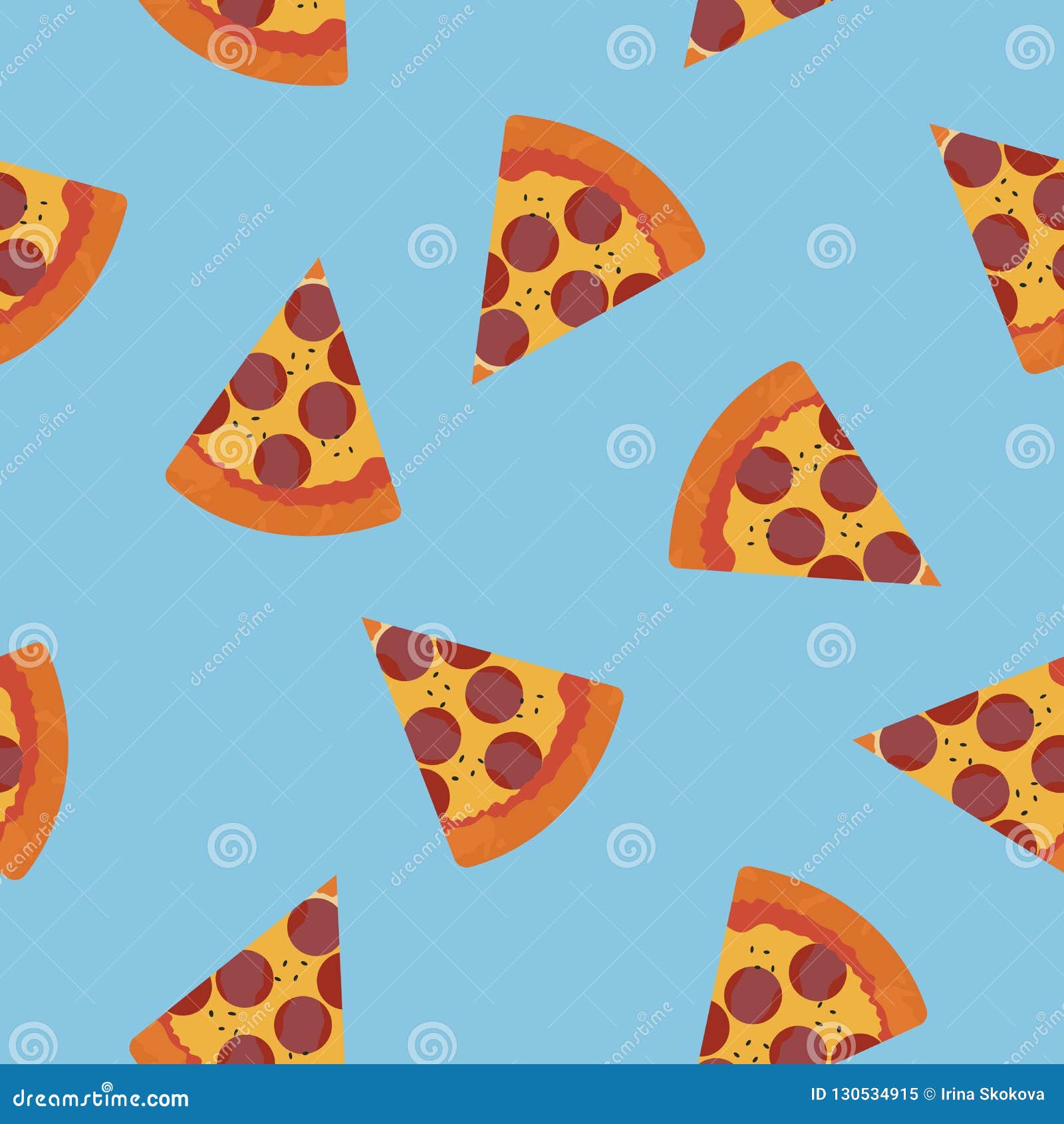 Vector Seamless Texture with Pizza on Blue Background Stock Vector ...