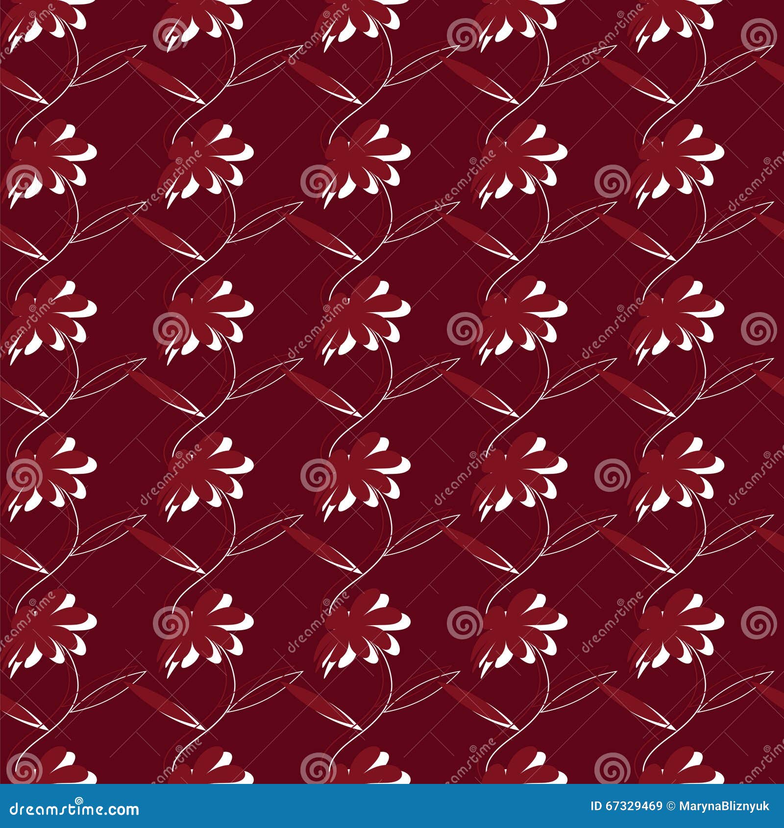 Vector Seamless Texture with Red Flowers Stock Vector - Illustration of ...