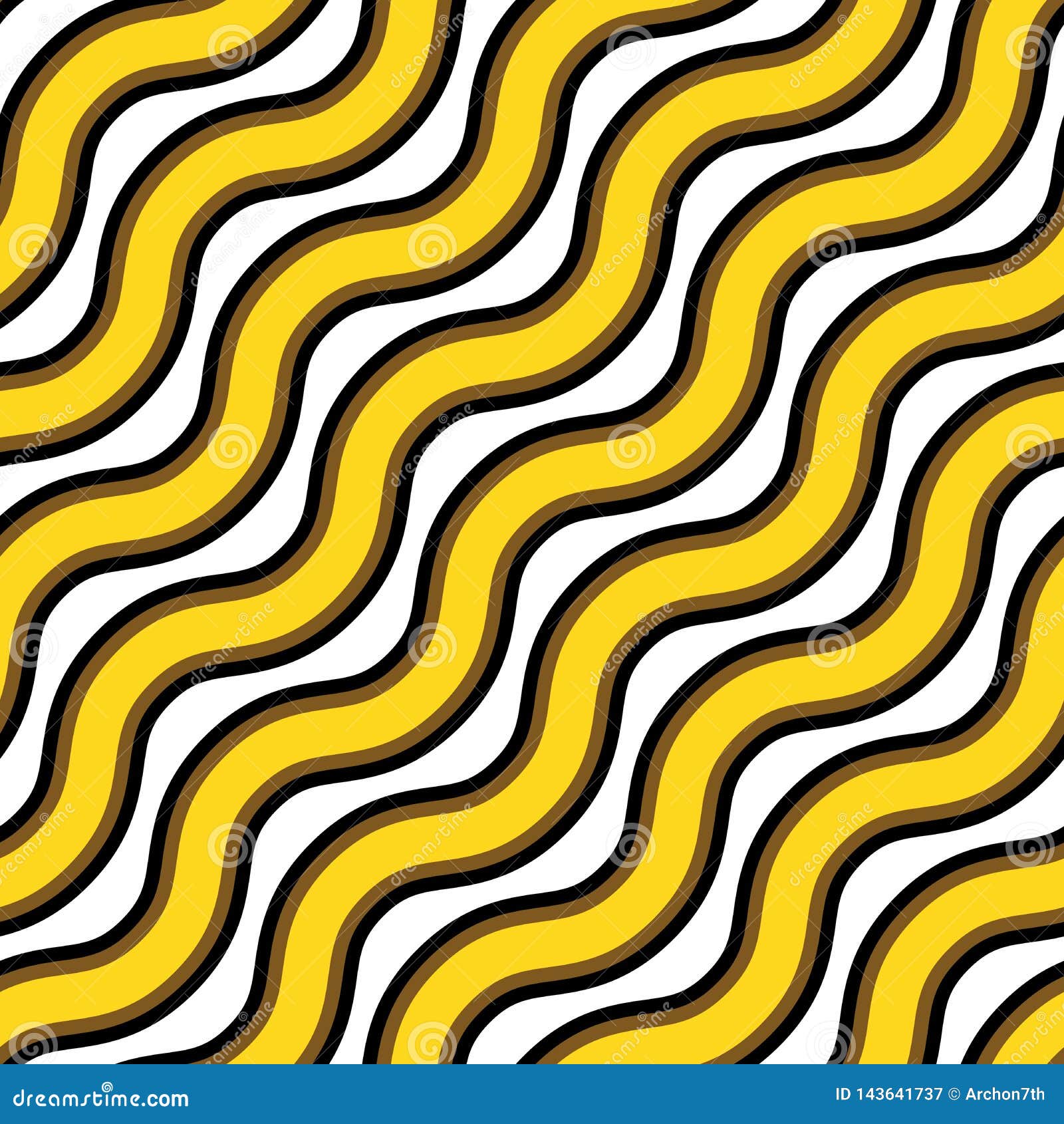 Vector Seamless Texture. Repeating Pattern of Wavy Gold and Black Lines ...