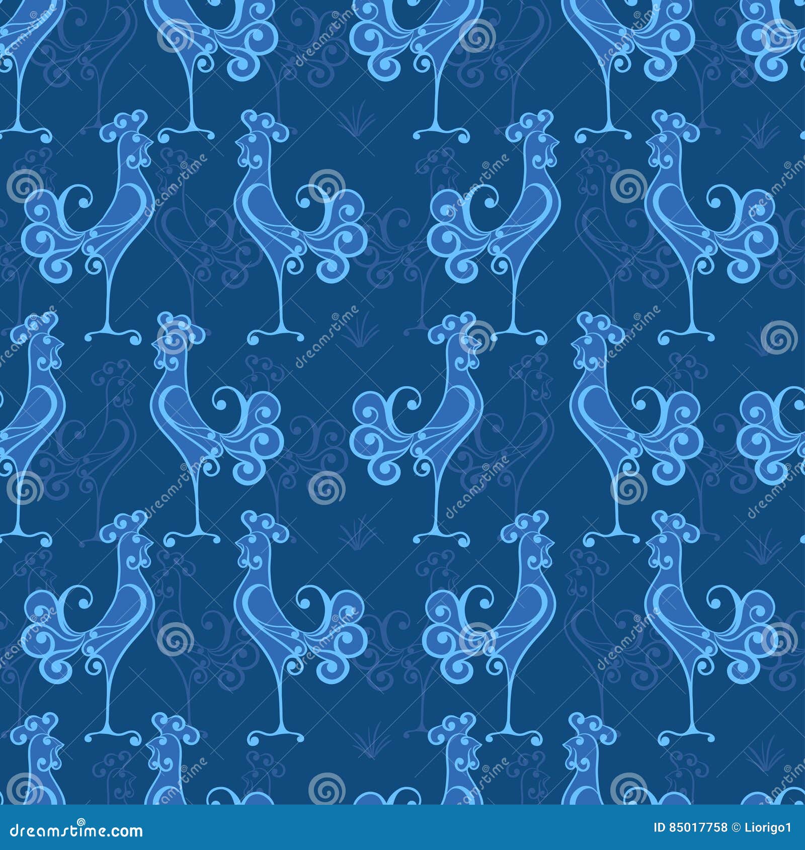 Vector Seamless Texture with Roosters Pattern. Decor for Fabric Design ...