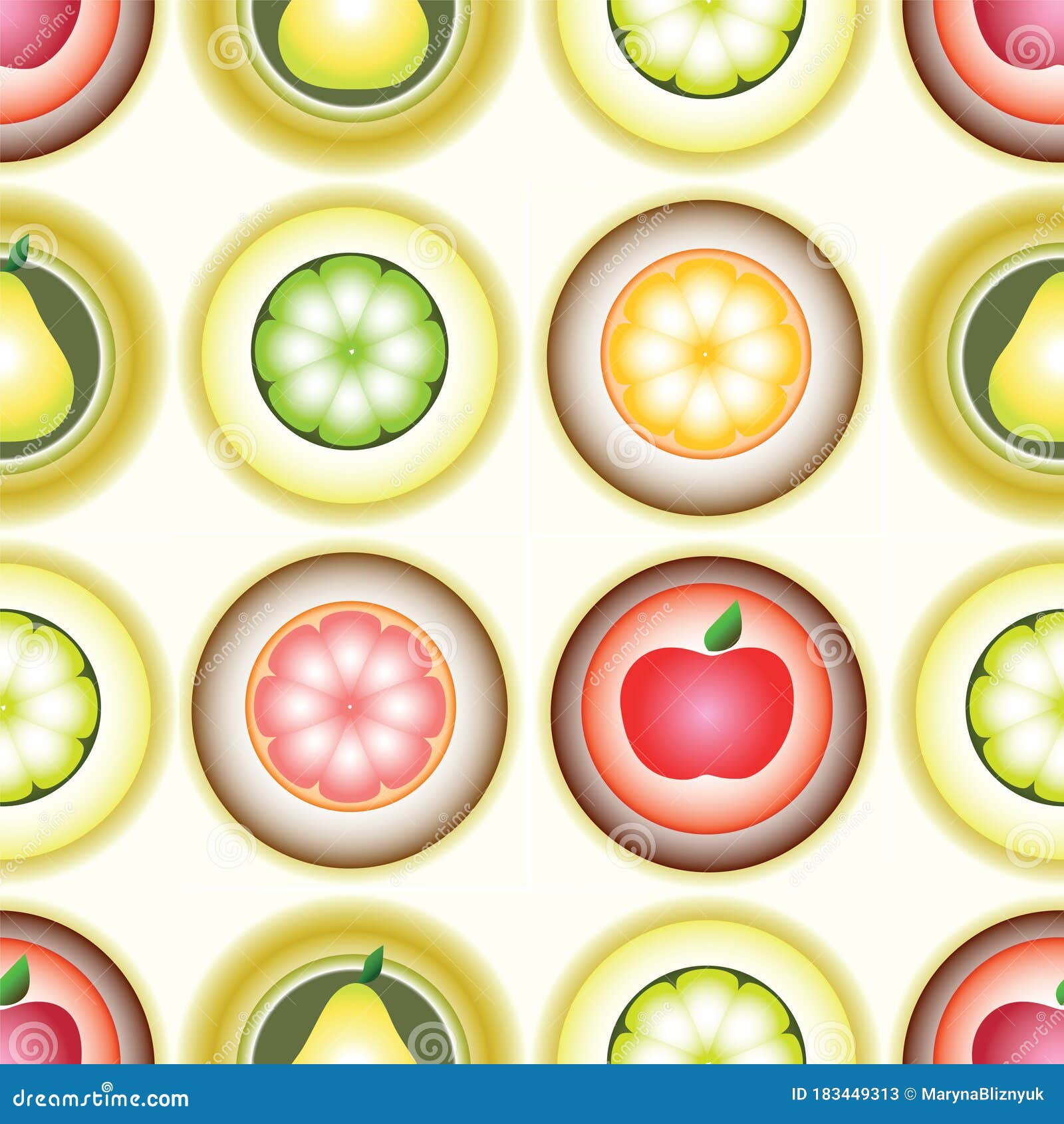 Vector Seamless Texture with Stylized Fruits Stock Illustration ...
