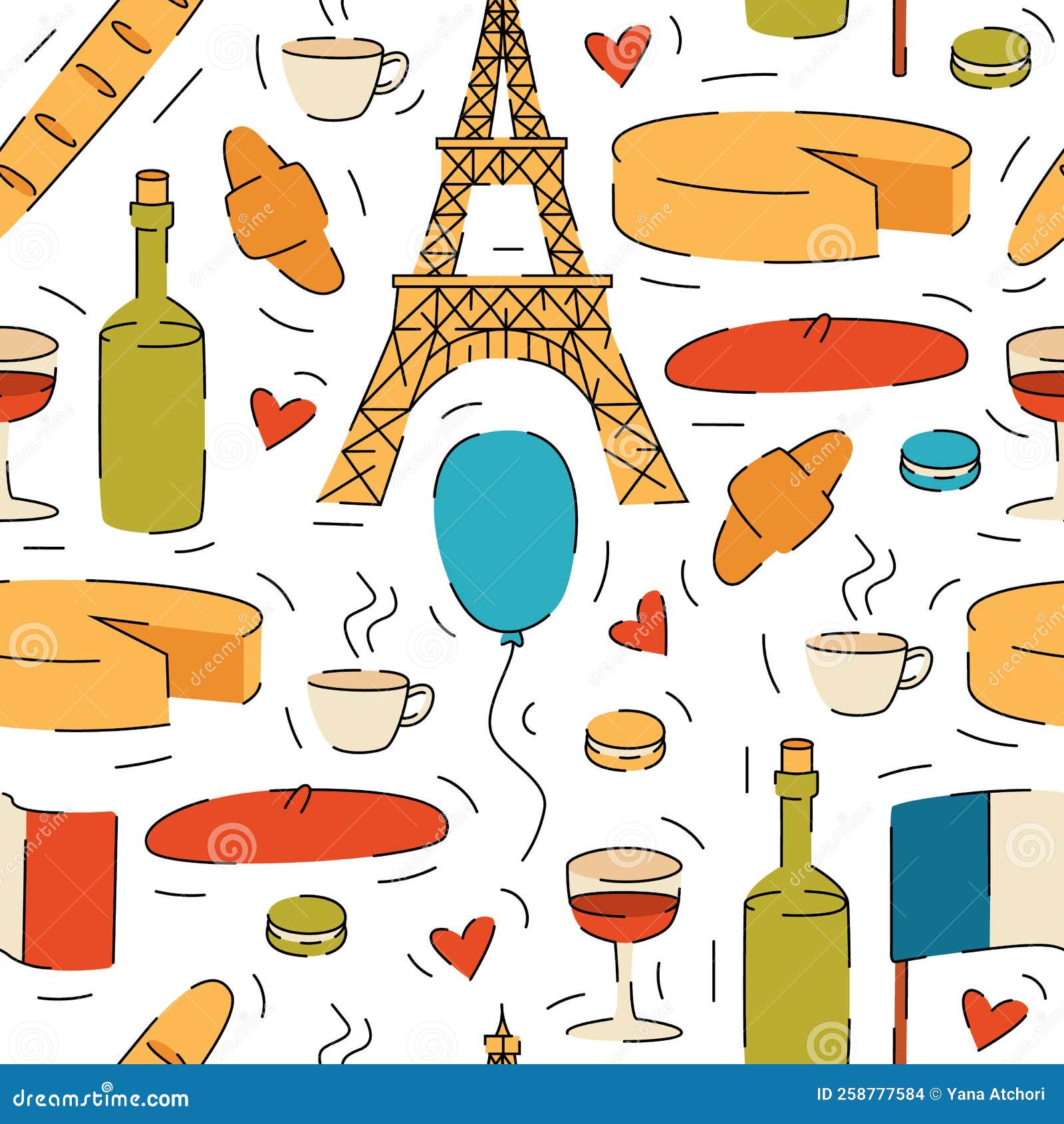 Vector Seamless Texture with Views of Paris. Stock Vector ...