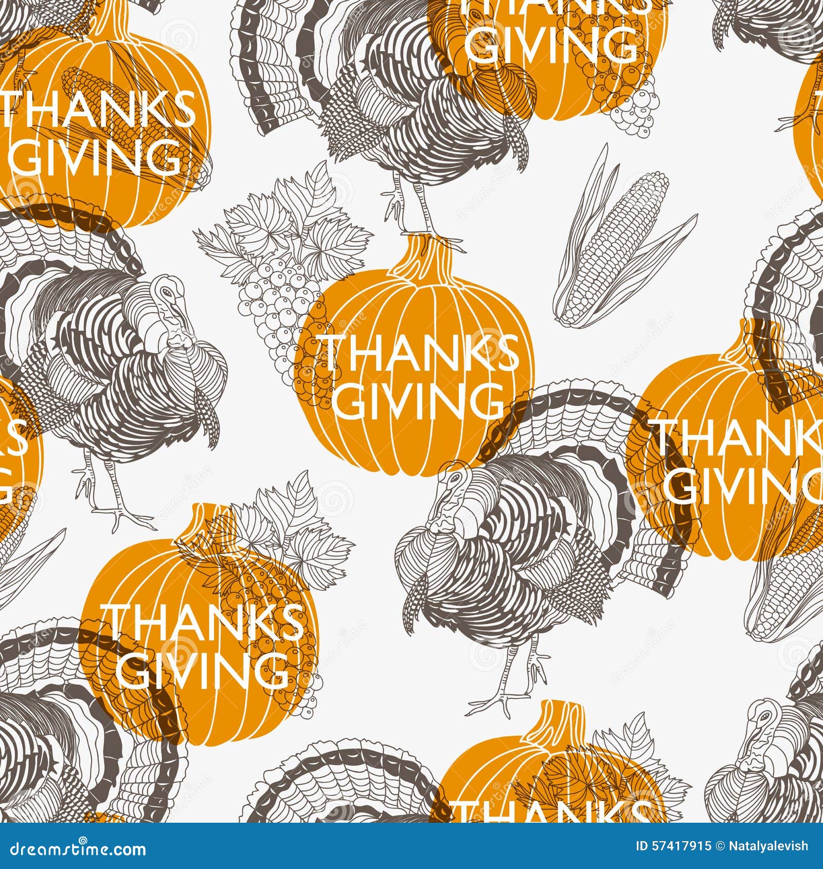 Vector Seamless Thanksgiving Pattern Stock Vector - Illustration of ...
