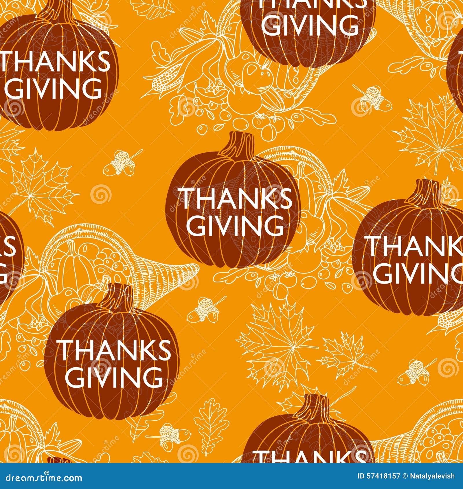 Vector Seamless Thanksgiving Pattern Stock Vector - Illustration of ...