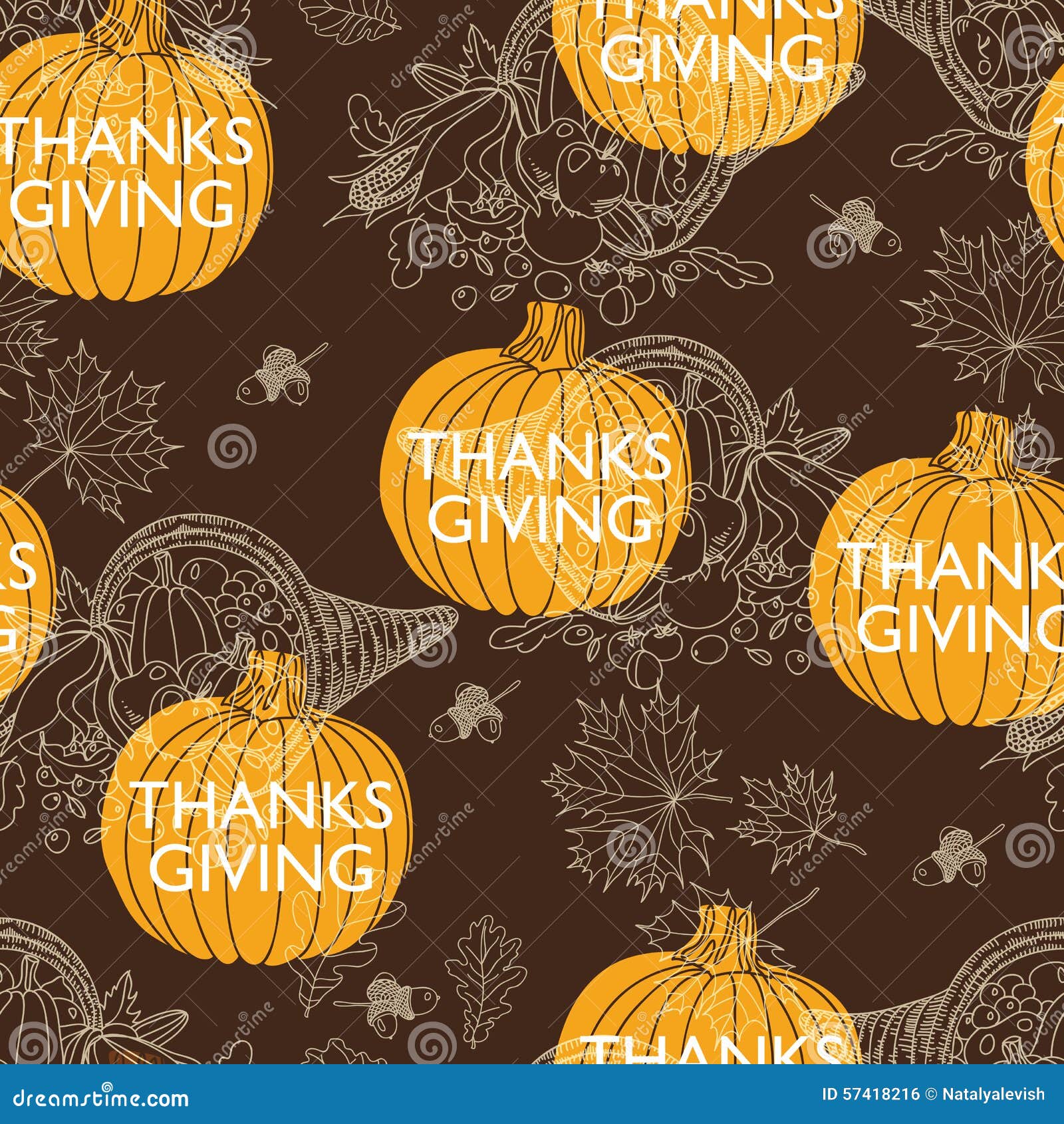 Vector Seamless Thanksgiving Pattern Stock Vector - Illustration of ...