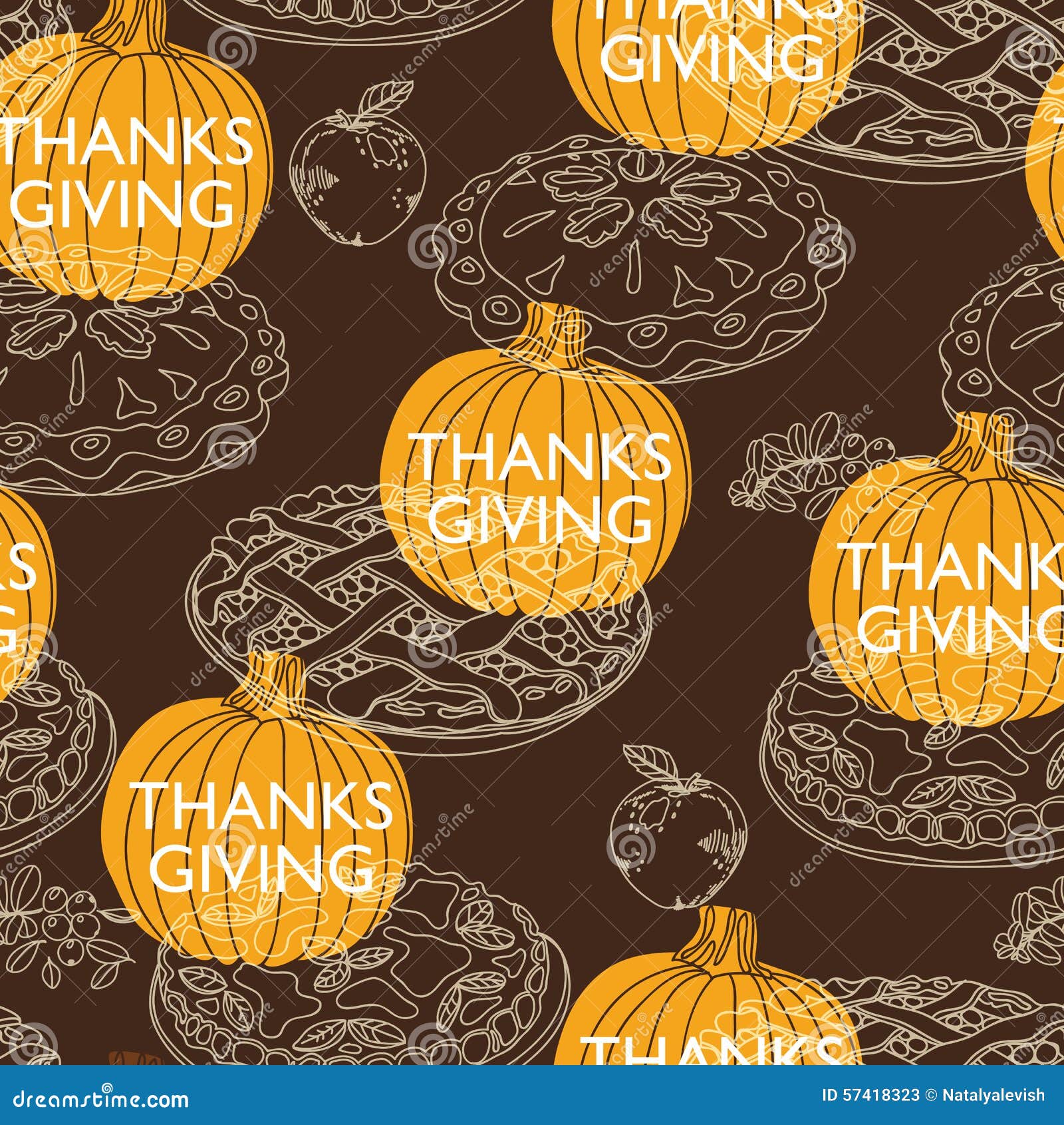 Vector Seamless Thanksgiving Pattern Stock Vector - Illustration of ...
