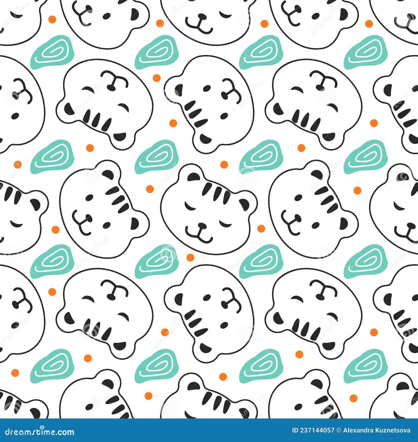 Vector Seamless Tiger Face Repetative Pattern Template. Stock Vector ...