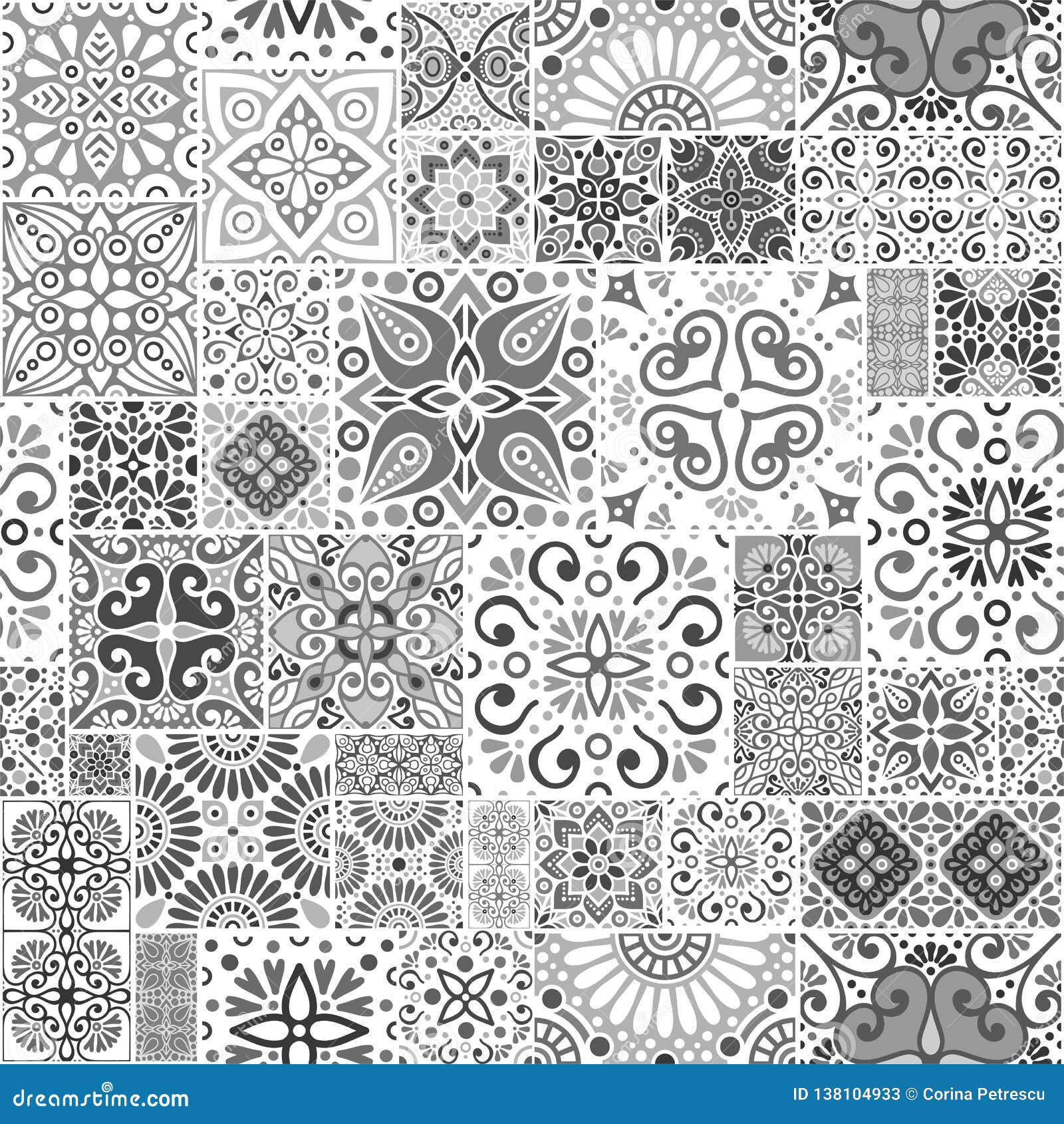 Vector Seamless Tiles Pattern Stock Vector - Illustration of ornate ...