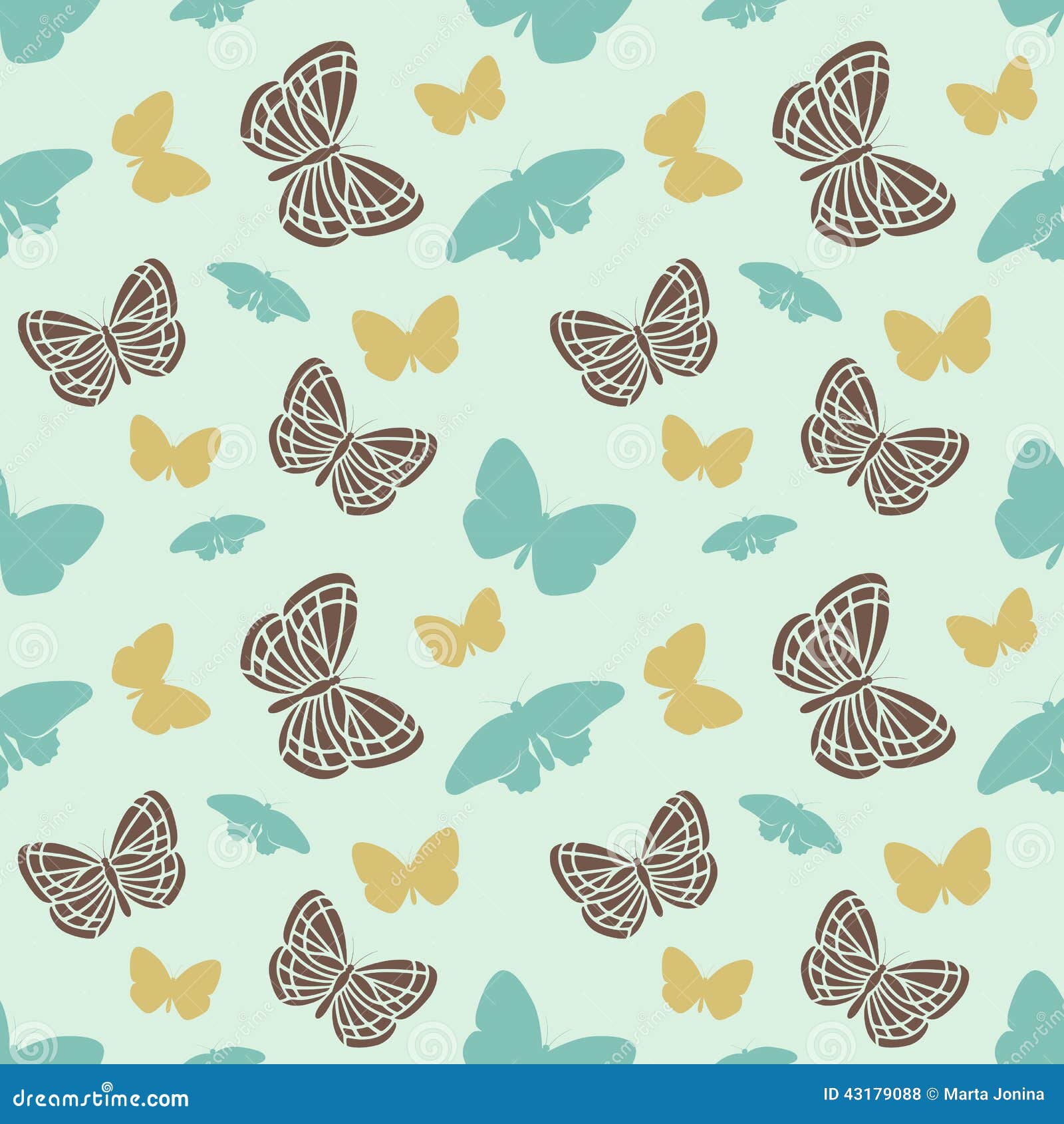 Vector Seamless Tiling Pattern with Butterflies Stock Illustration - Illustration of collection ...