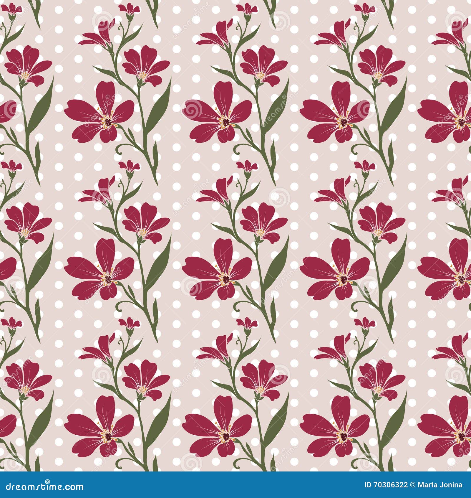 Vector Seamless Tiling Pattern - Romantic Flowers Stock Vector ...