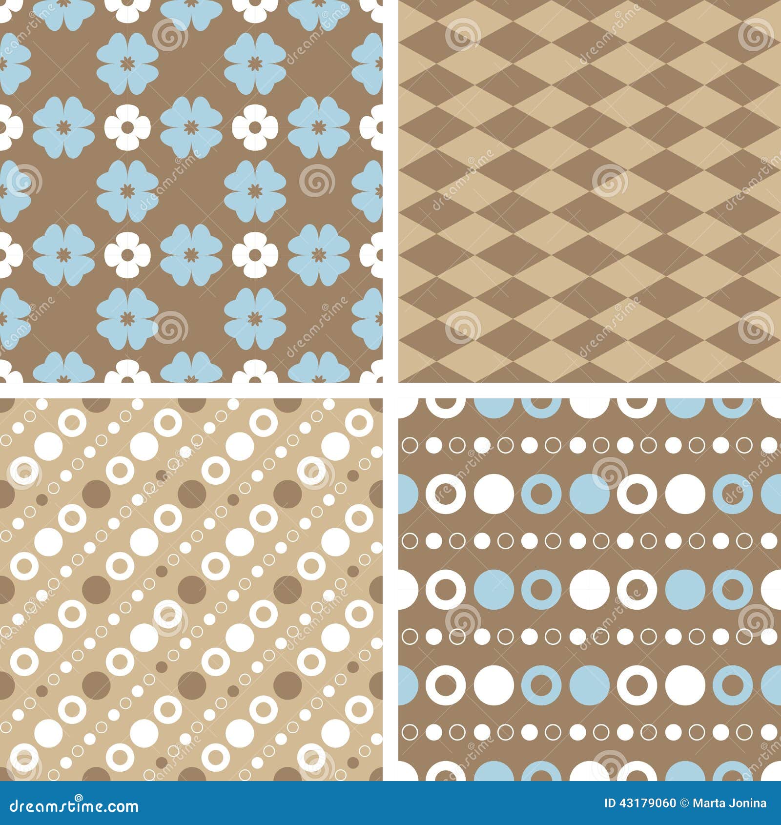 Vector Seamless Tiling Patterns - Blue and Brown Stock Illustration ...