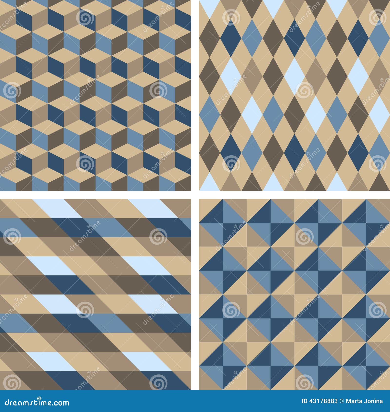 Vector Seamless Tiling Patterns - Geometric Stock Illustration ...