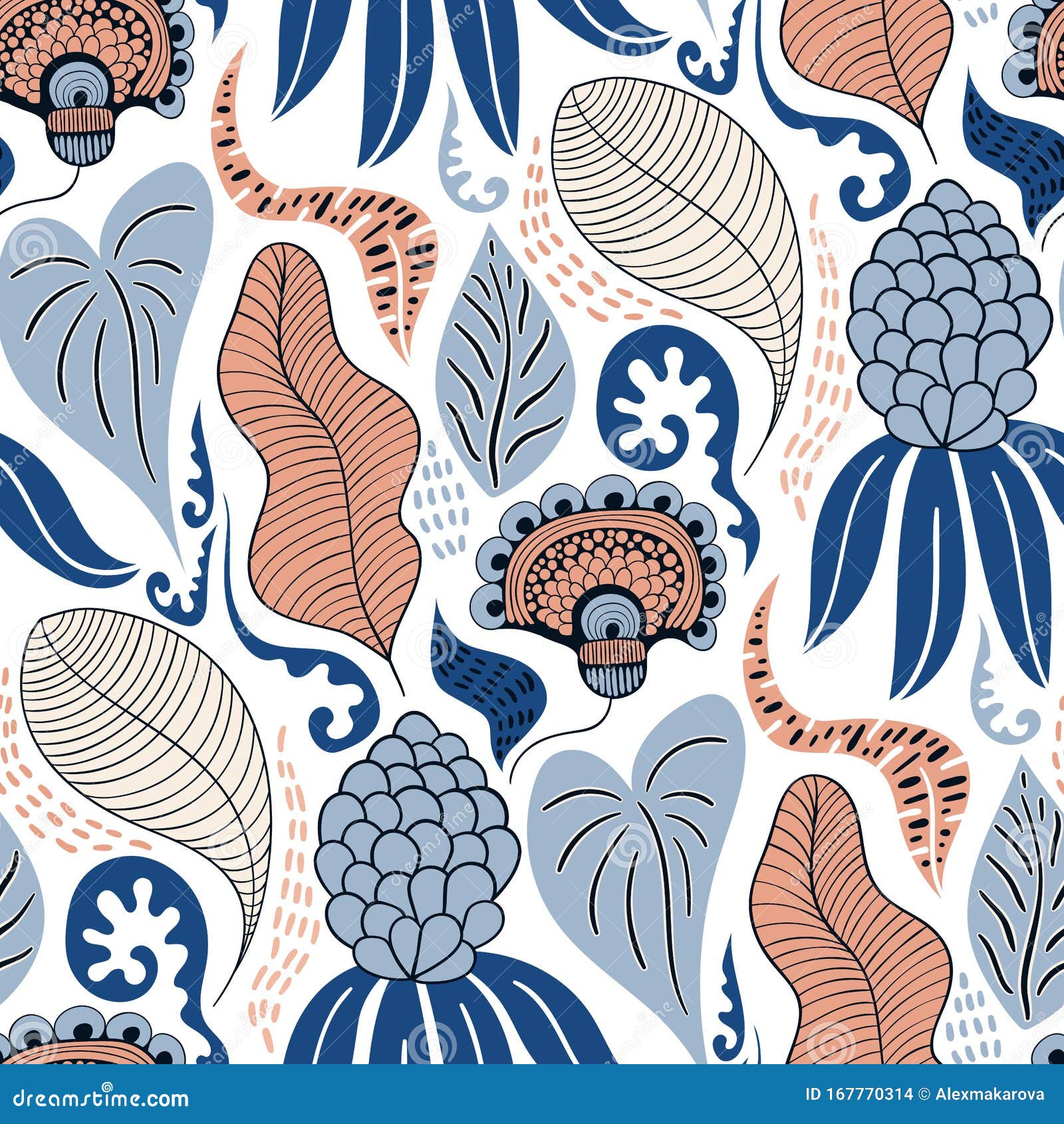 Vector Seamless Tough Pattern with Flowers Stock Vector - Illustration ...