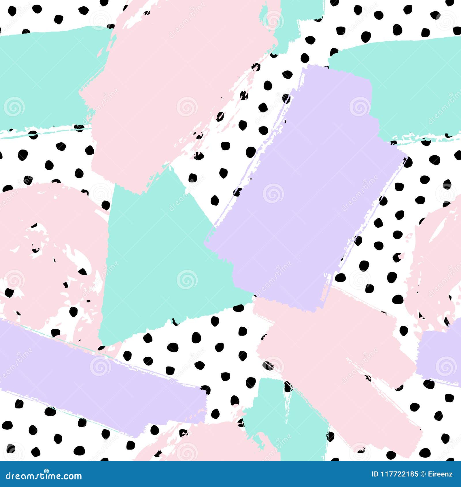 Vector Seamless Trendy Messy Geometric and Polka Dot Pattern Stock ...