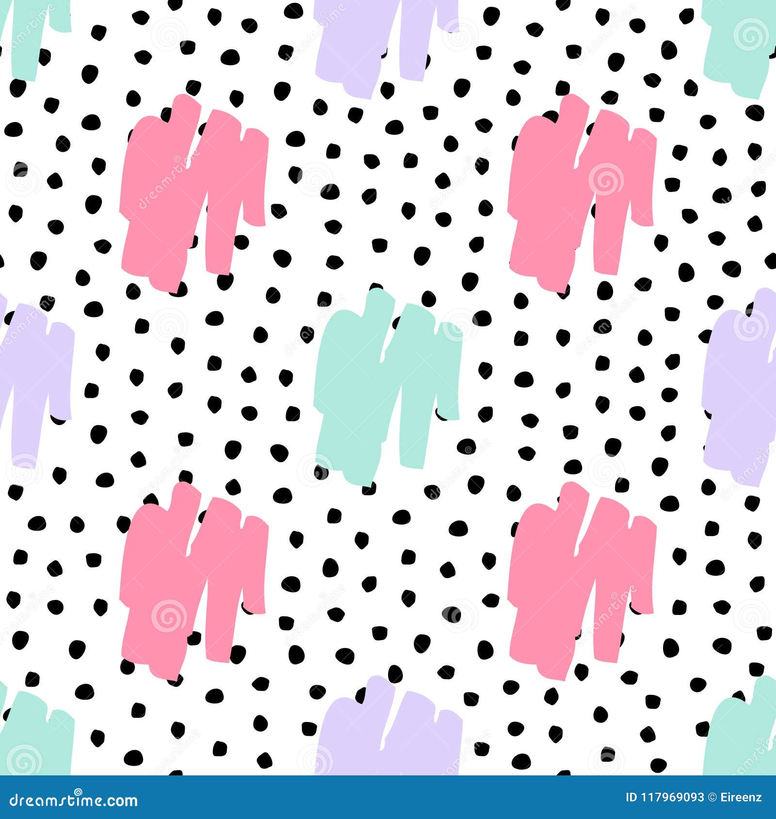 Vector Seamless Trendy Messy Geometric and Polka Dot Pattern Stock ...