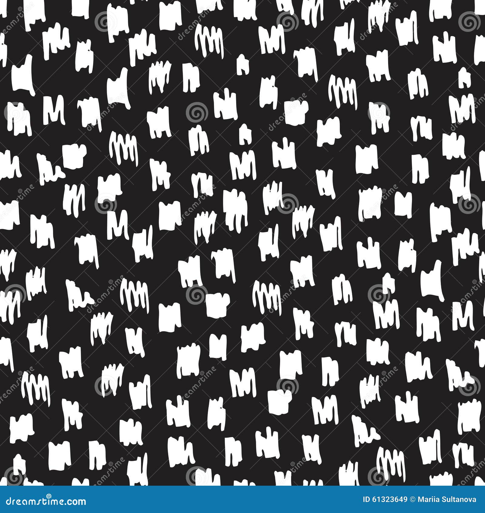 Vector Seamless Trendy Modern Scribble Pattern. Monochrome Messy Stock ...