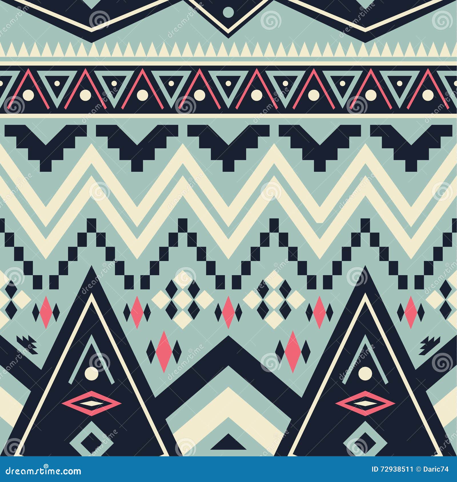 Vector Seamless Tribal Pattern Stock Vector - Illustration of geometric ...